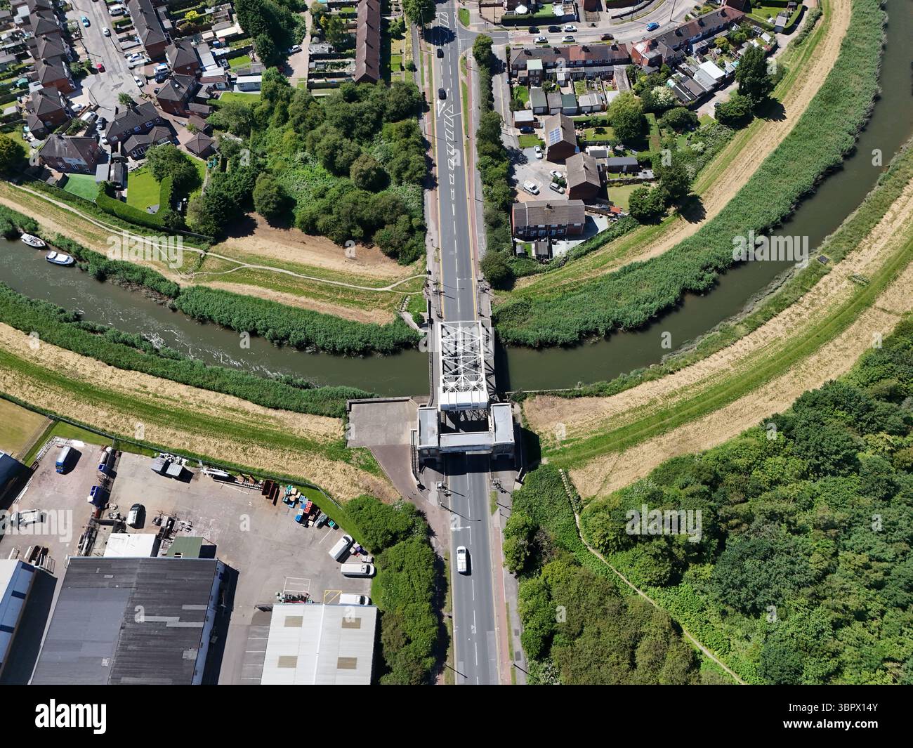 Aerial view of Sutton Road Bridge is a Scherzer Rolling Bascule road ...