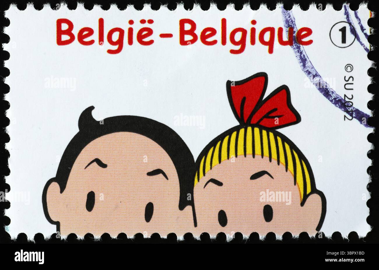 Cartoons Bob and Bobette on belgian postage stamp Stock Photo - Alamy