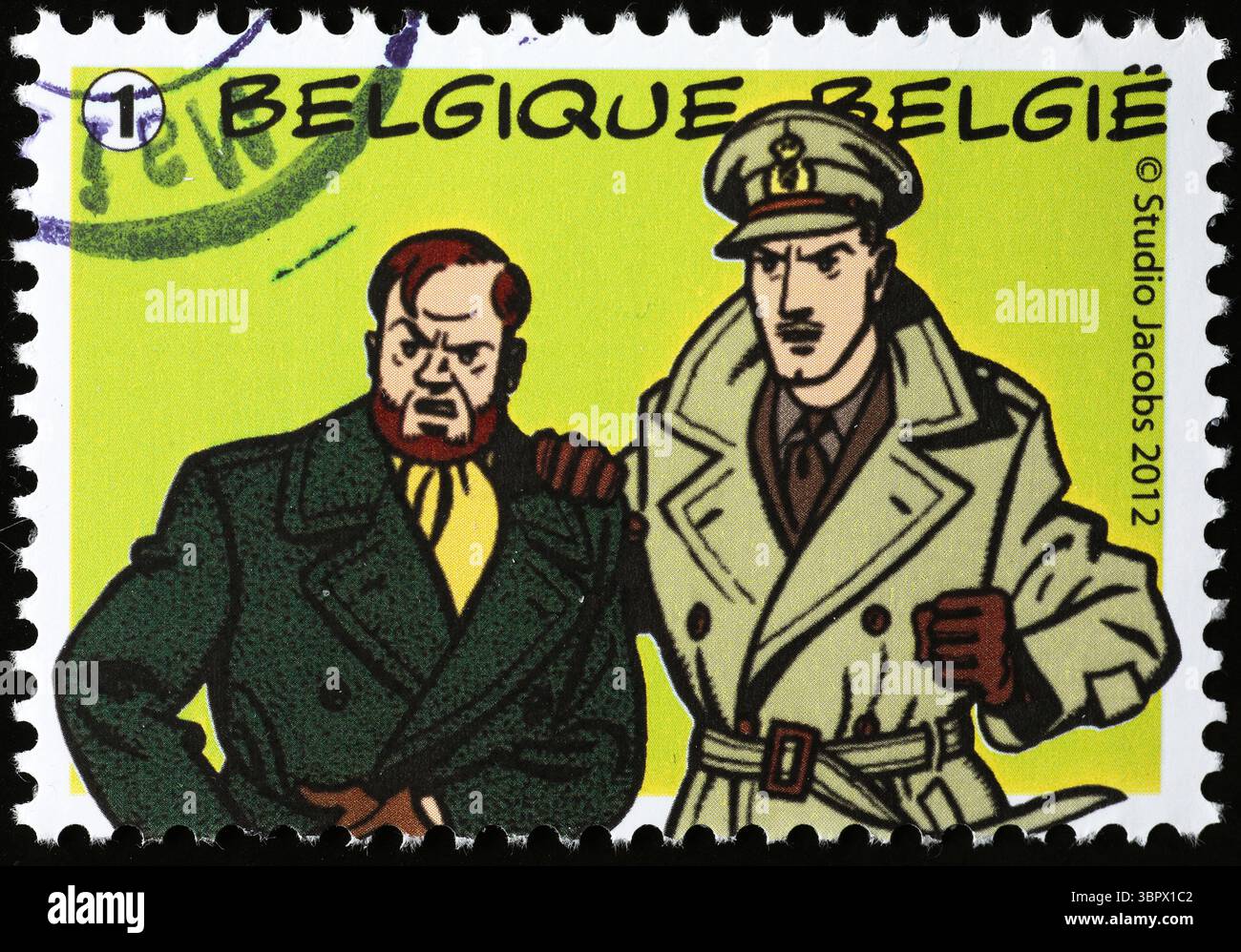 Cartoon Blake and Mortimer on belgian postage stamp Stock Photo - Alamy
