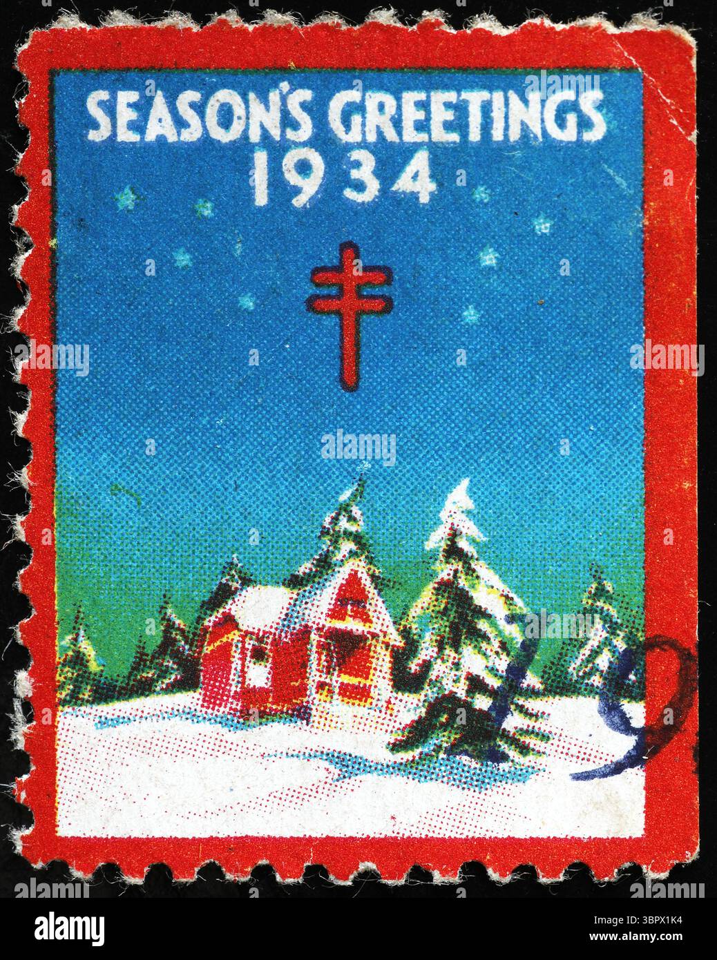 Christmas of 1934 celebrated on american stamp Stock Photo - Alamy