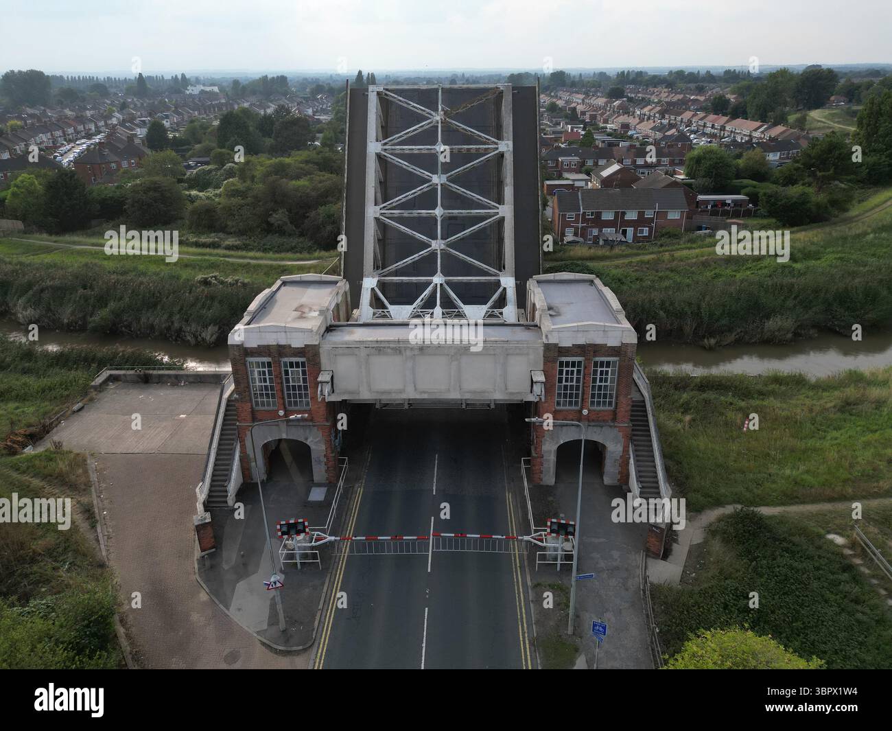 Aerial view of Sutton Road Bridge, Scherzer Rolling Bascule road ...