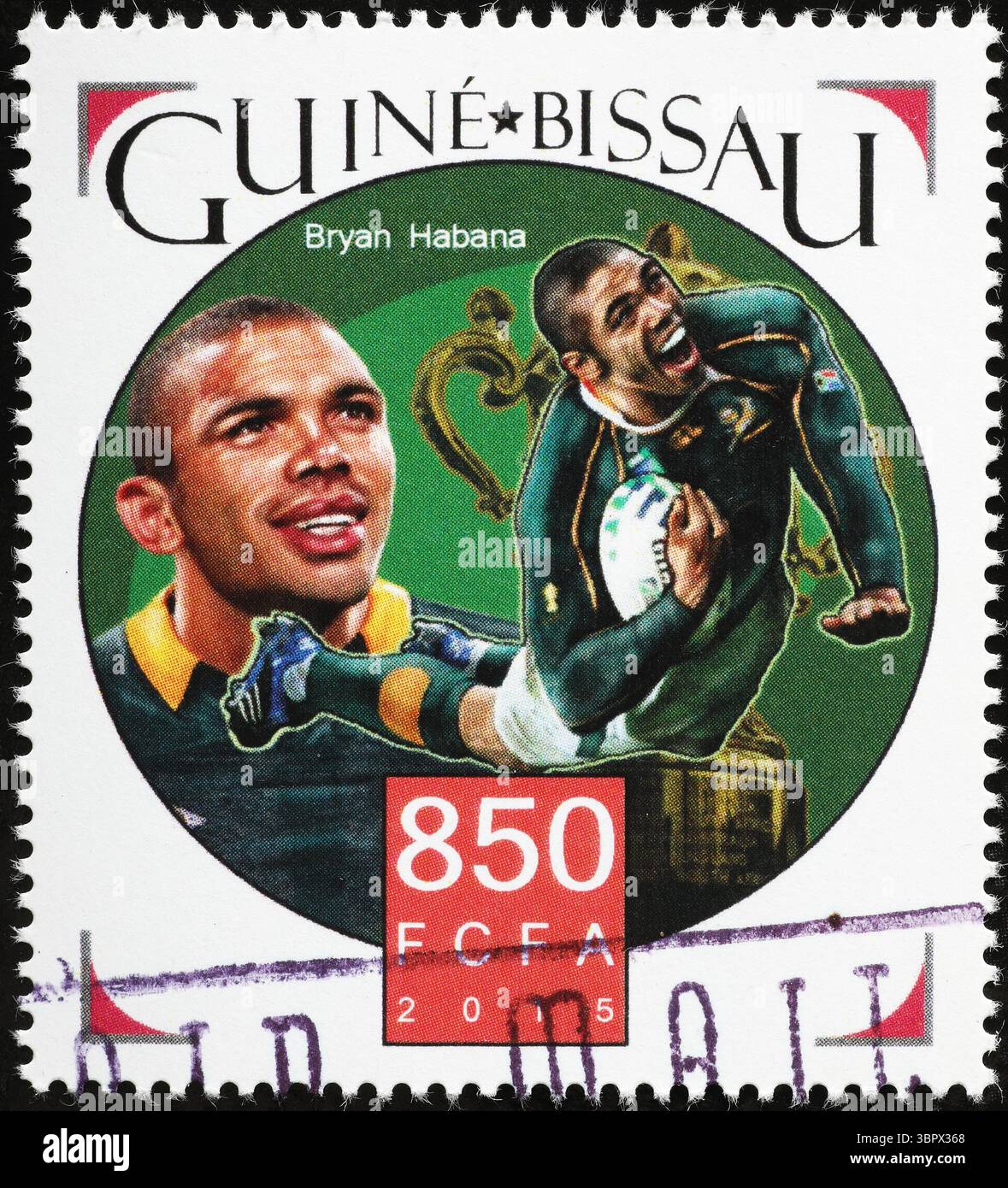 Former south african rugby Union player Bryan Habana on stamp Stock ...
