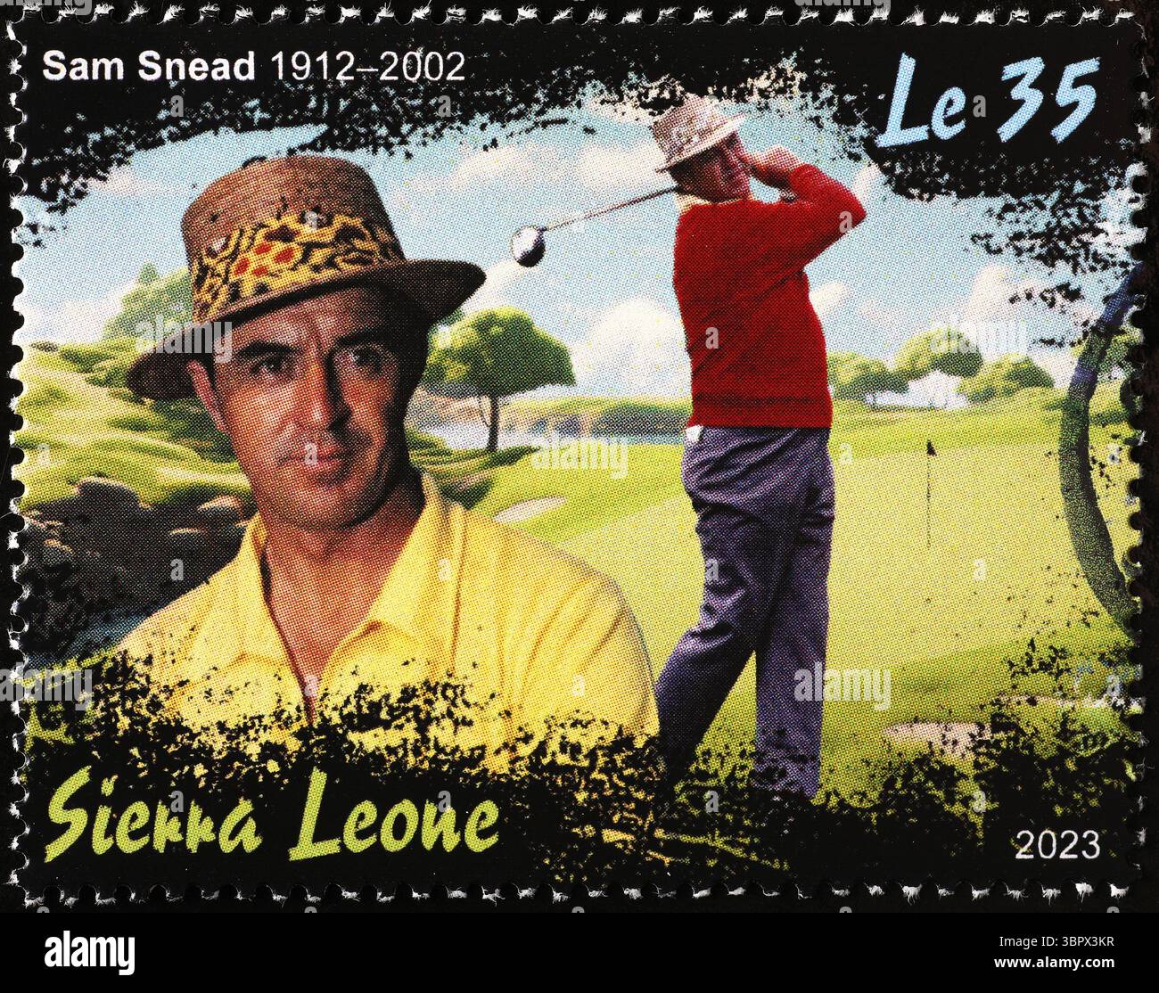 Golf champion Sam Sneade on stamp of Sierra Leone Stock Photo - Alamy
