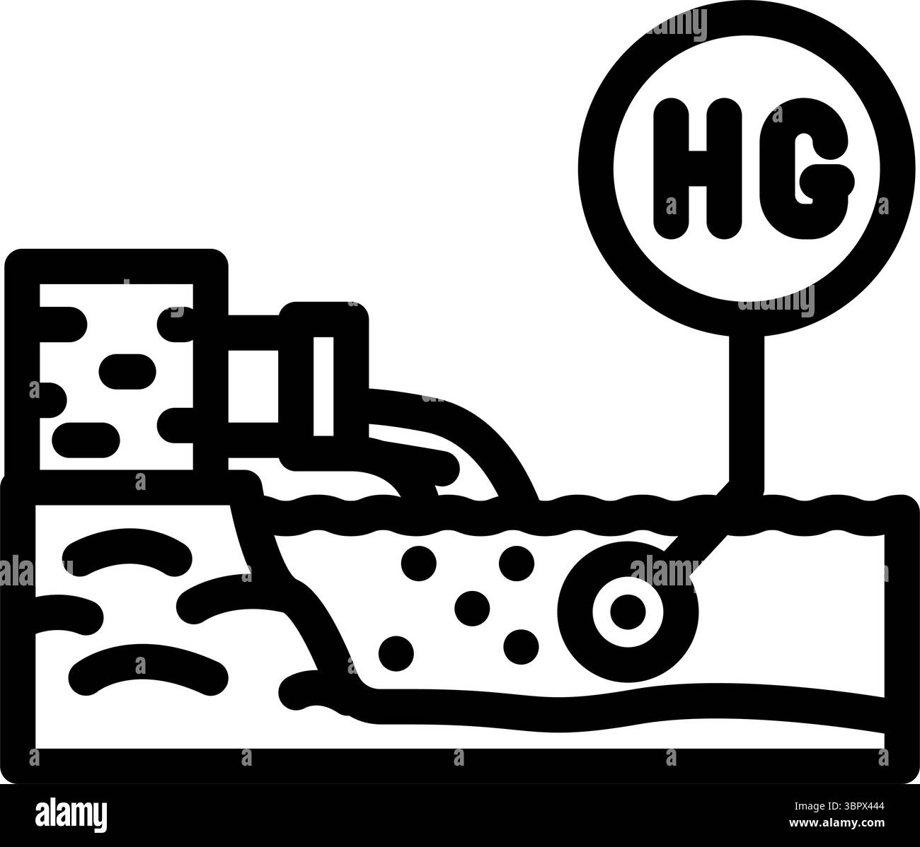 mercury pollution river industrial discharge line icon vector ...