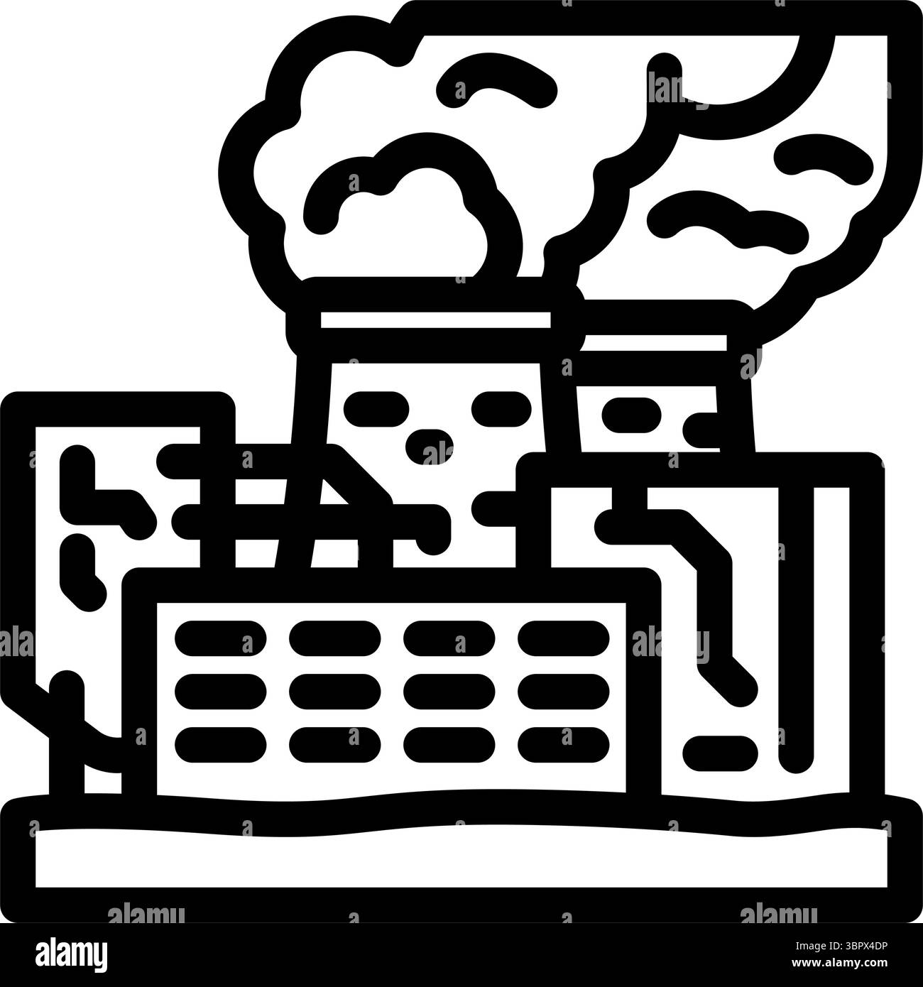 lead smelter emitting toxic fumes air line icon vector illustration ...