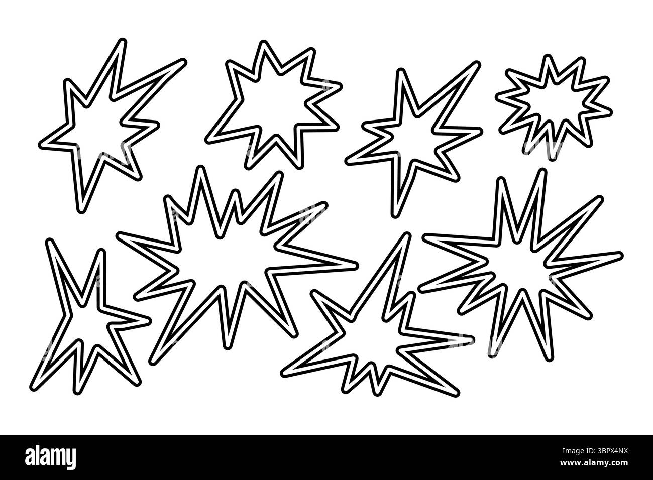 Set black white stars Cut Out Stock Images & Pictures - Alamy