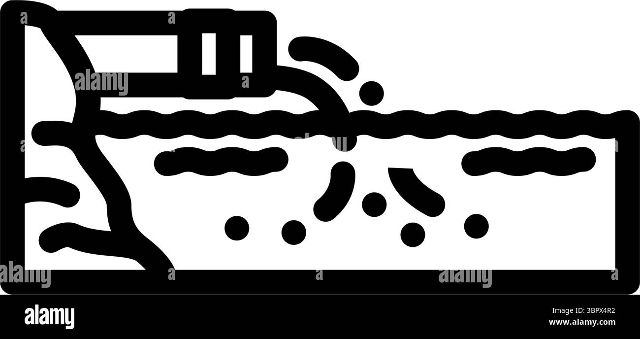iron rich waste polluting local water bodies line icon vector ...