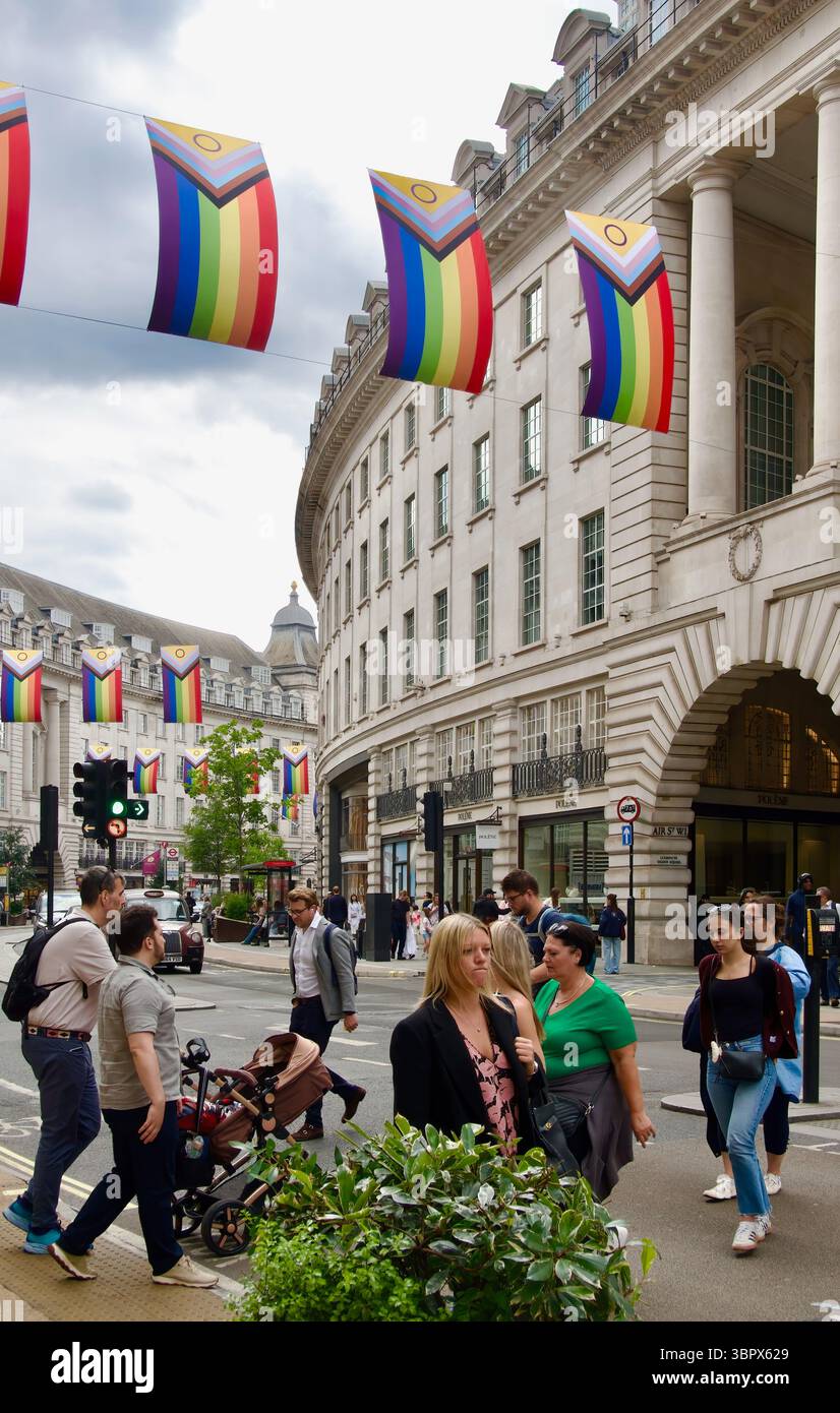 Intersex Inclusive Progress Pride Flags suspended across Regent Street ...