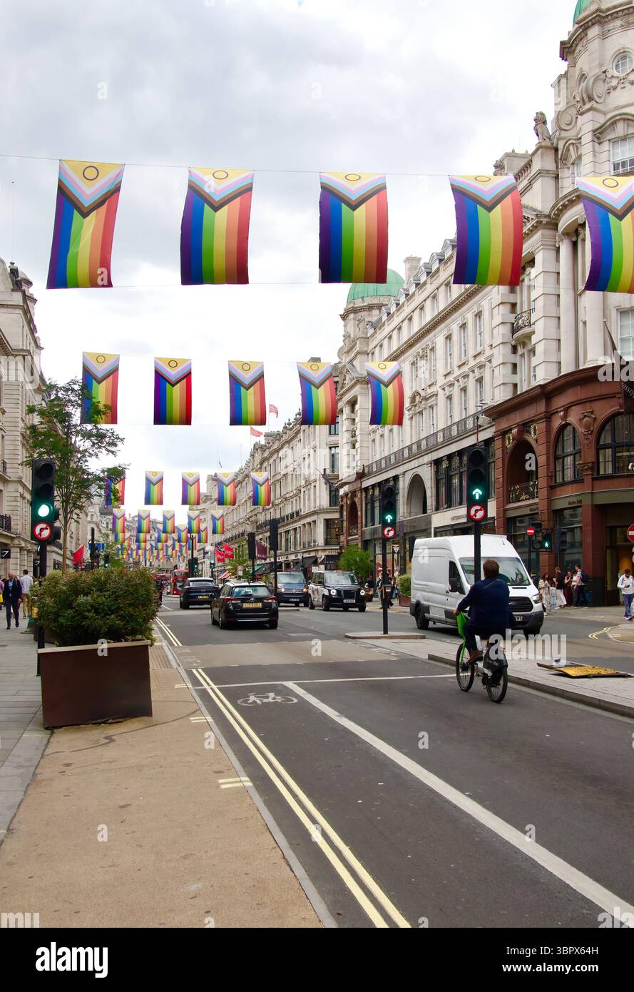 Intersex Inclusive Progress Pride Flags suspended across Regent Street ...