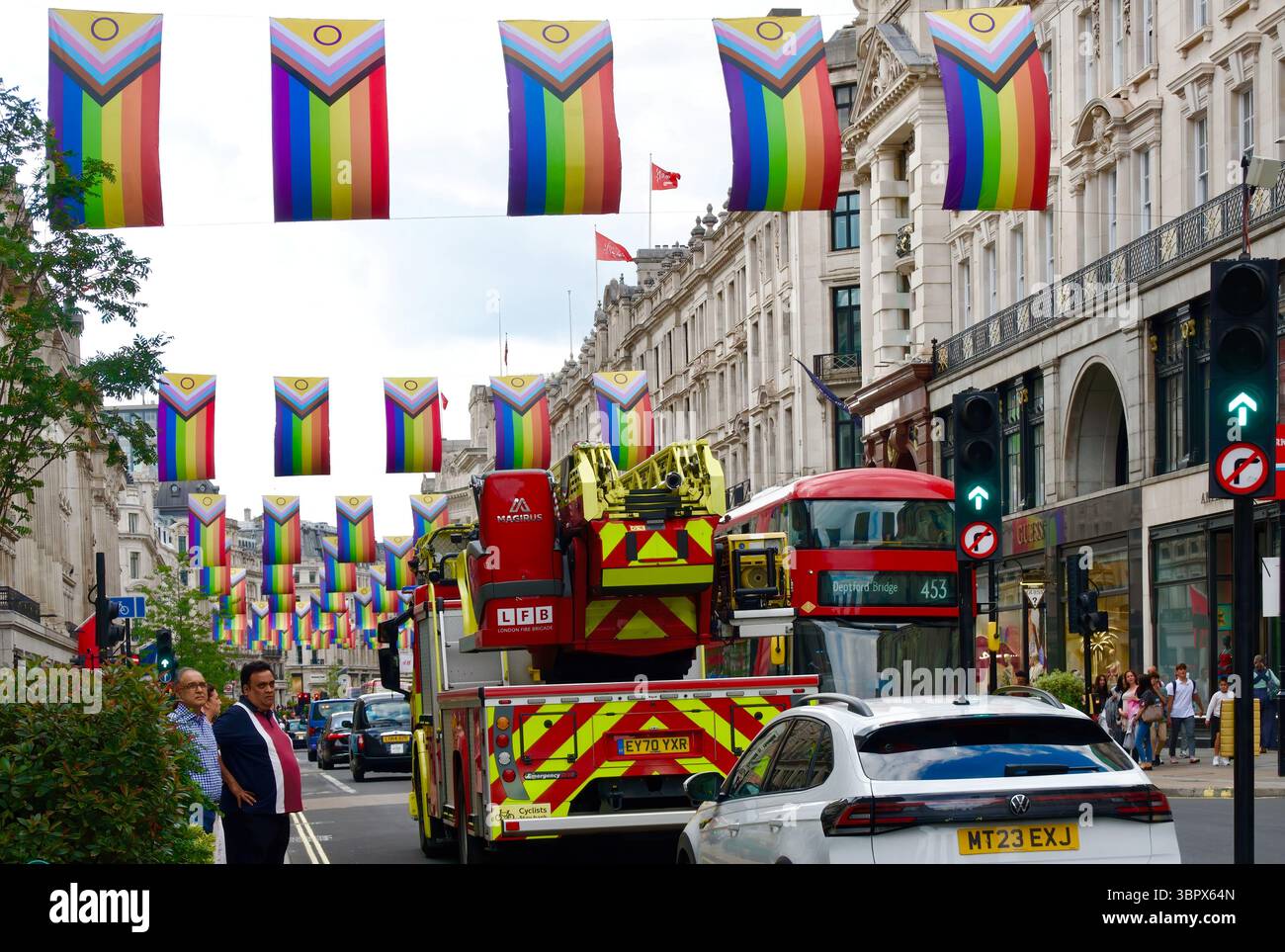 Intersex Inclusive Progress Pride Flags suspended across Regent Street ...