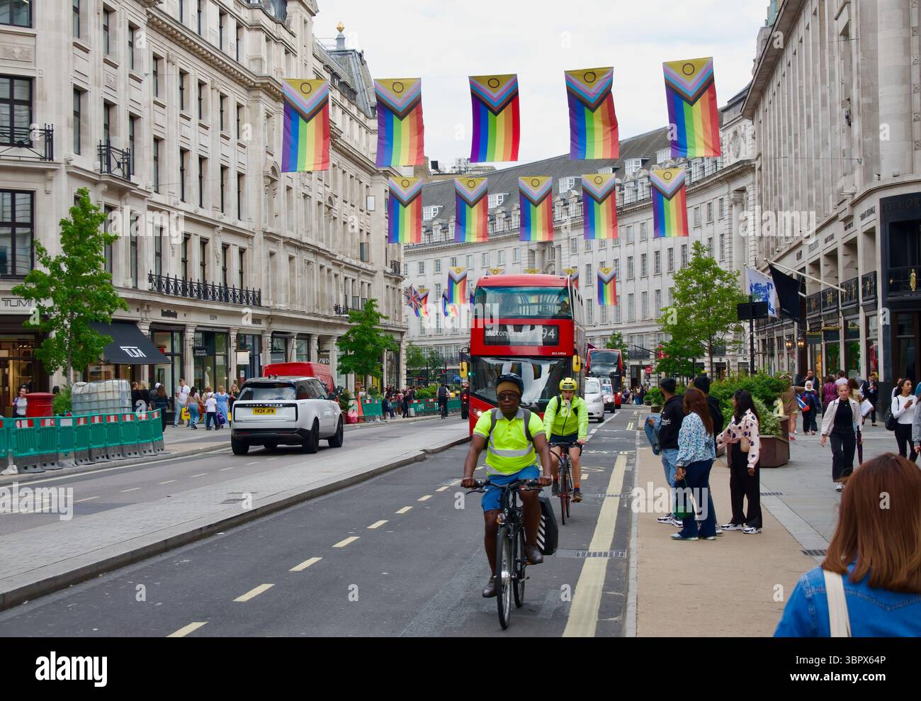 Intersex Inclusive Progress Pride Flags suspended across Regent Street ...