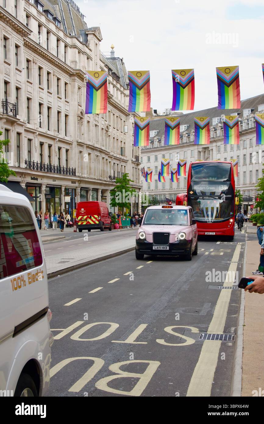 Intersex Inclusive Progress Pride Flags suspended across Regent Street ...