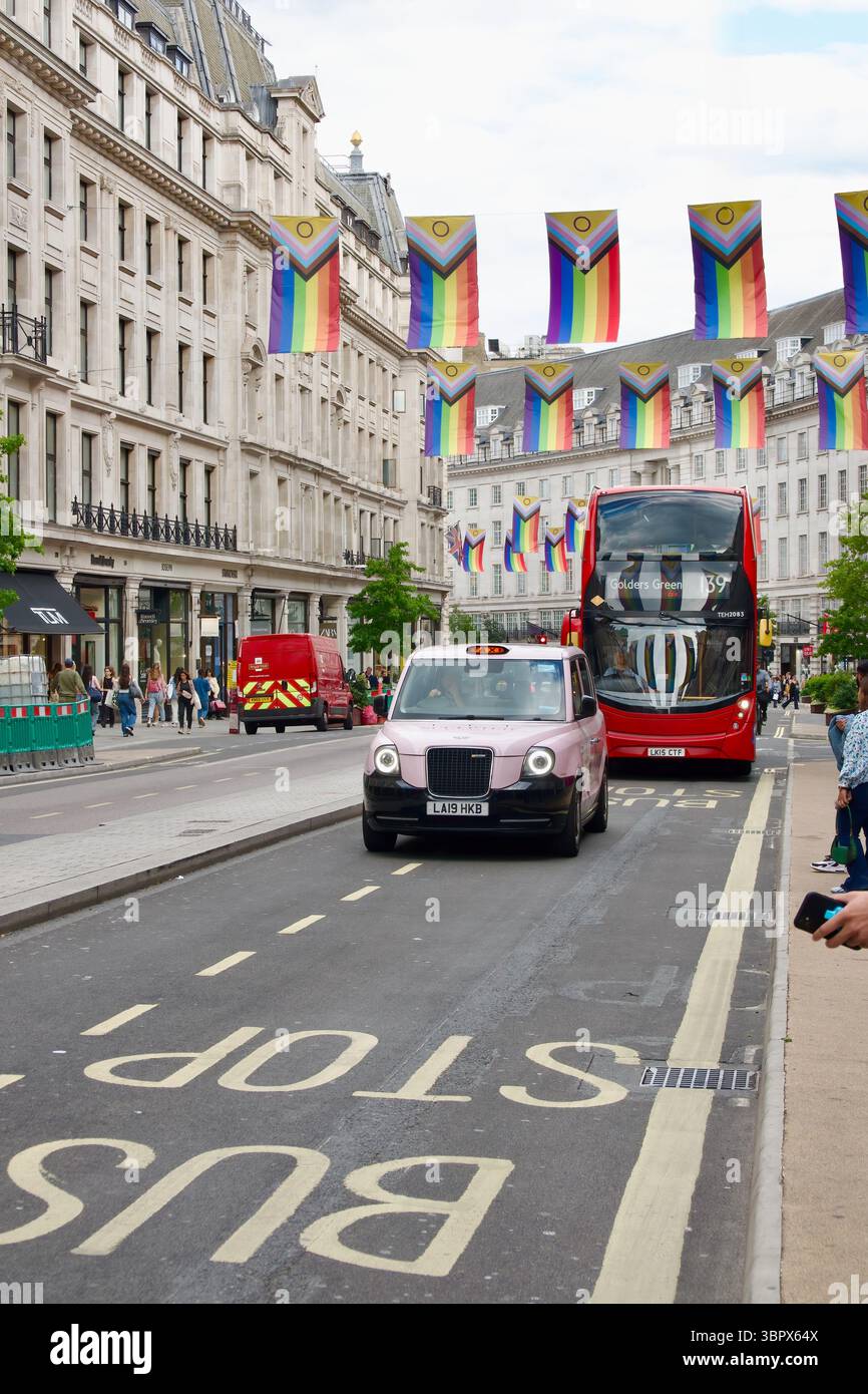 Intersex Inclusive Progress Pride Flags suspended across Regent Street ...