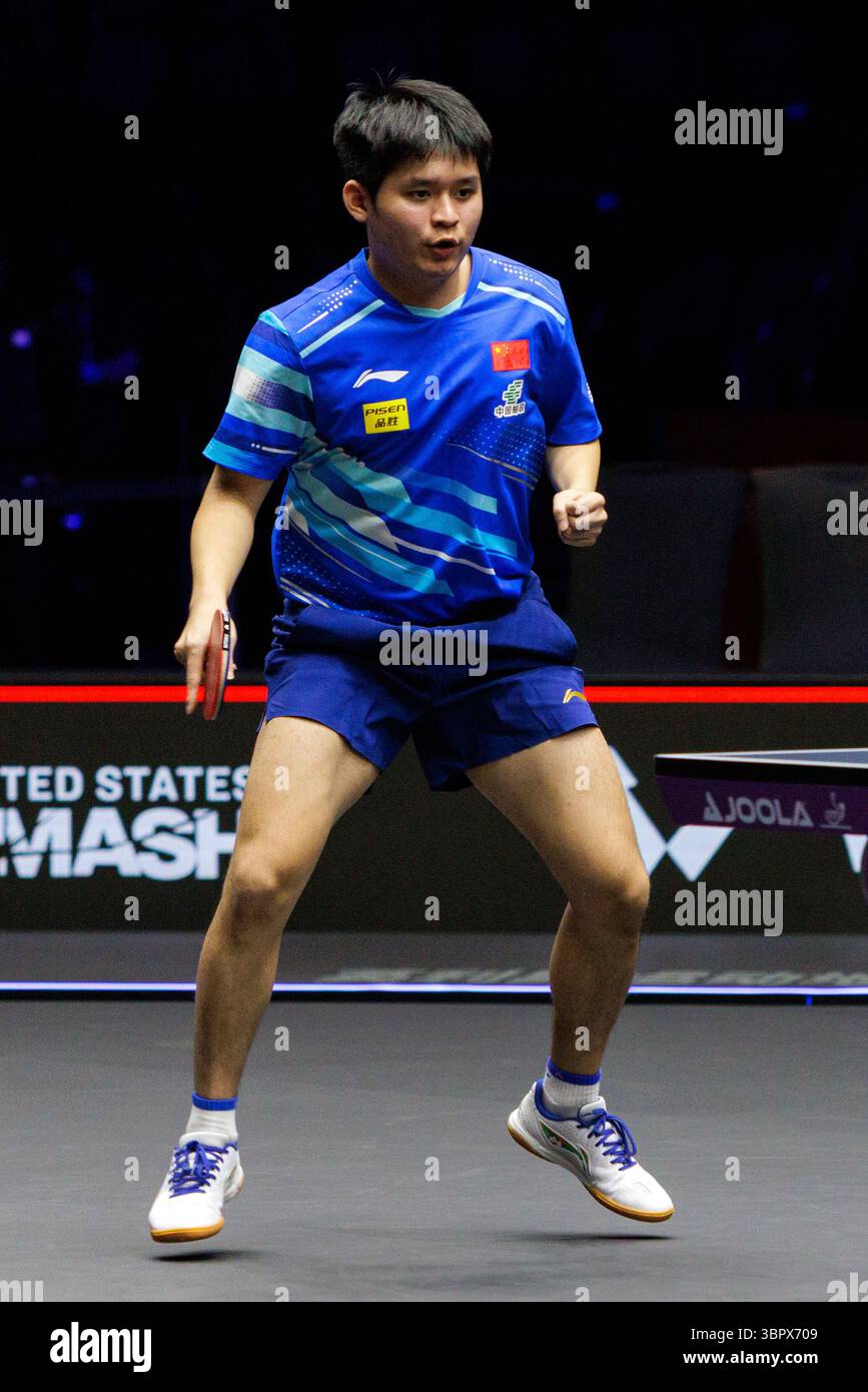 Las Vegas, USA. 09th July, 2025. Shidong Lin (China) competes in the ...