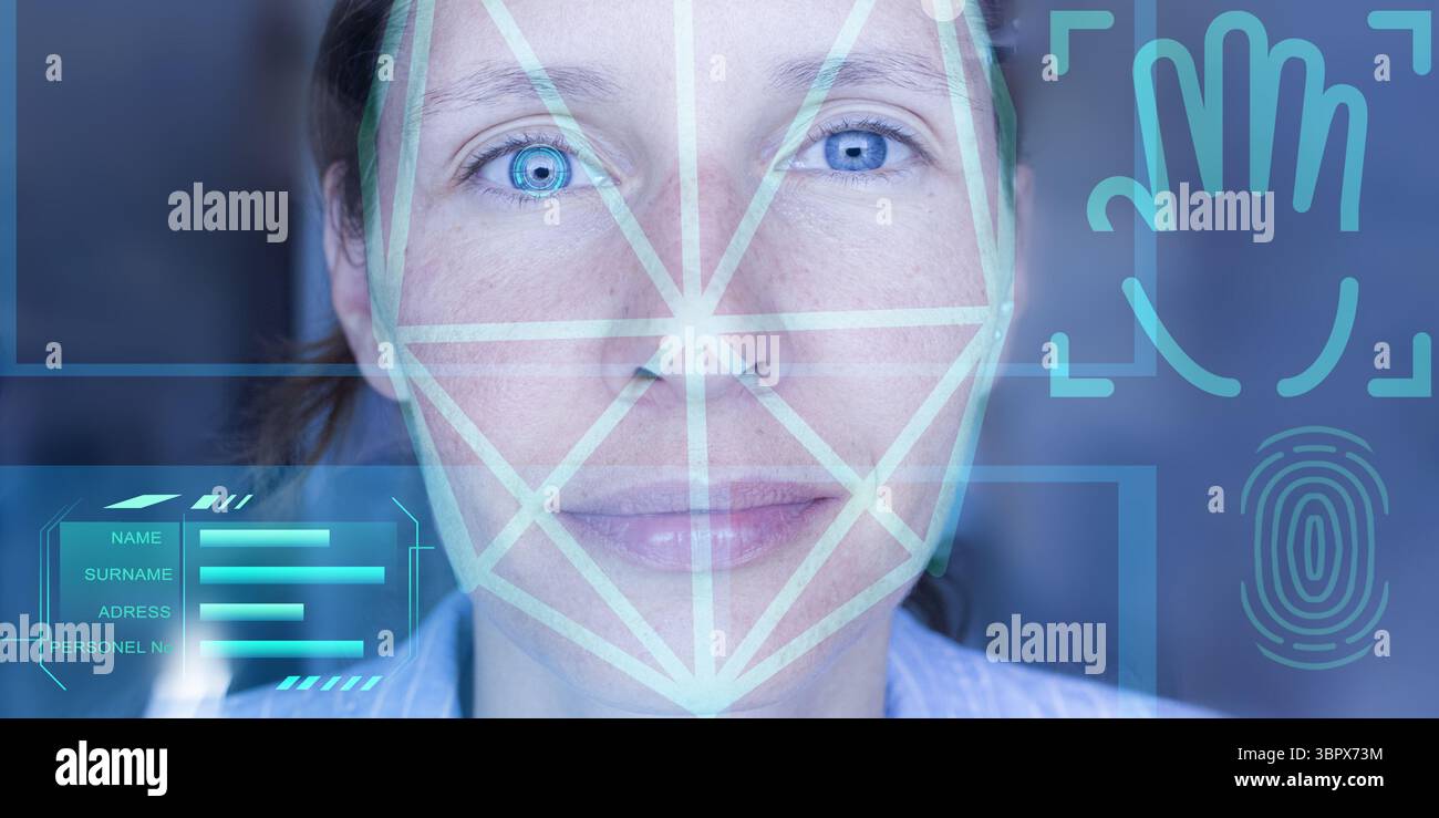 Face Recognition, biometric data. Biometric Authentication Stock Photo - Alamy