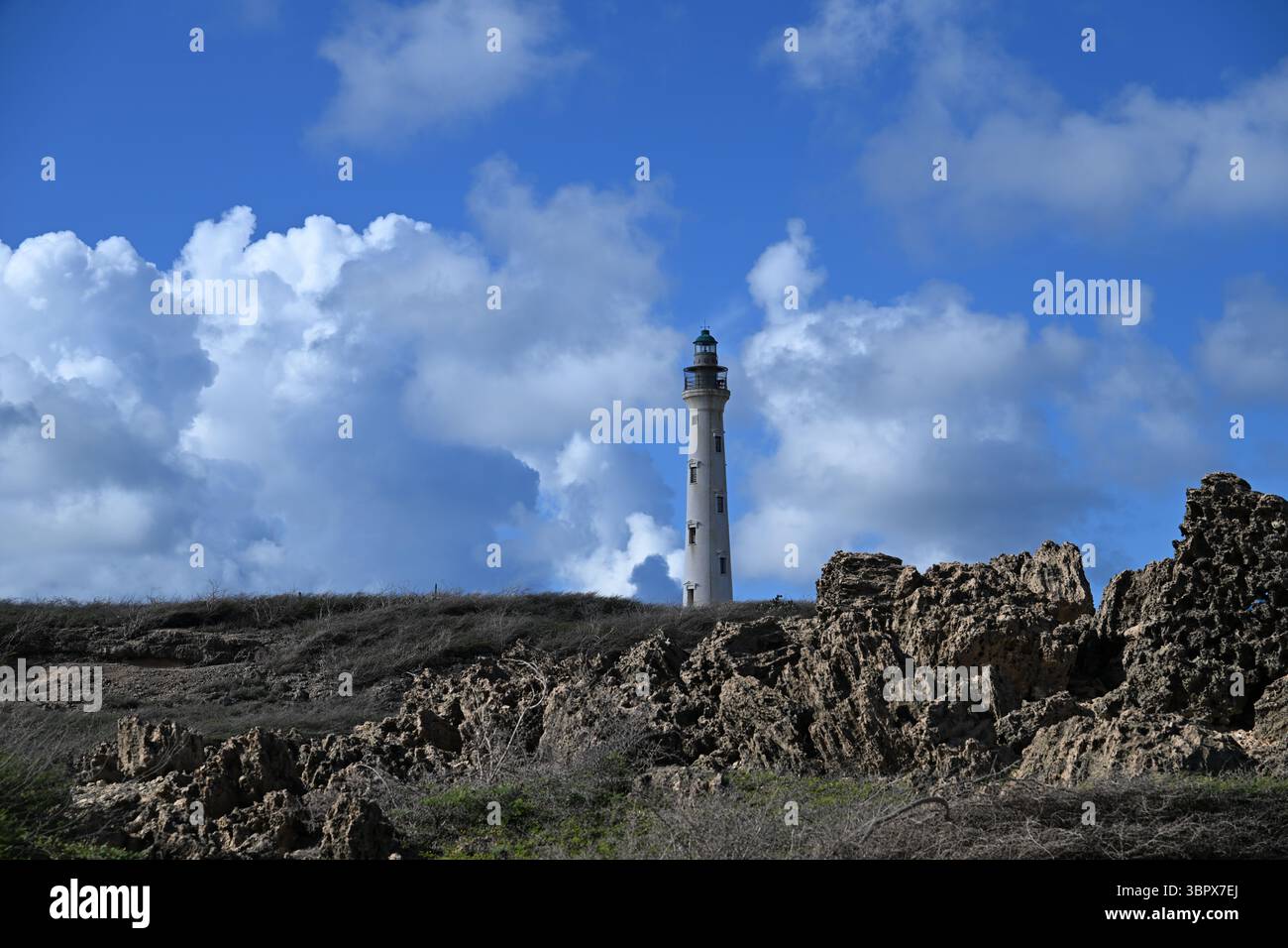 Aruba, Noord - panoramic view over California Lighthouse surrounded by ...