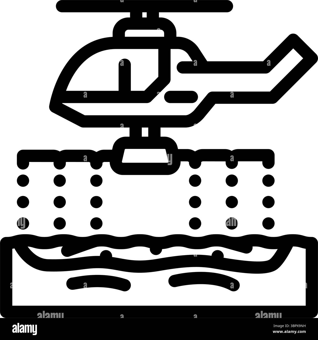 helicopter spraying dispersants oil spill line icon vector illustration ...