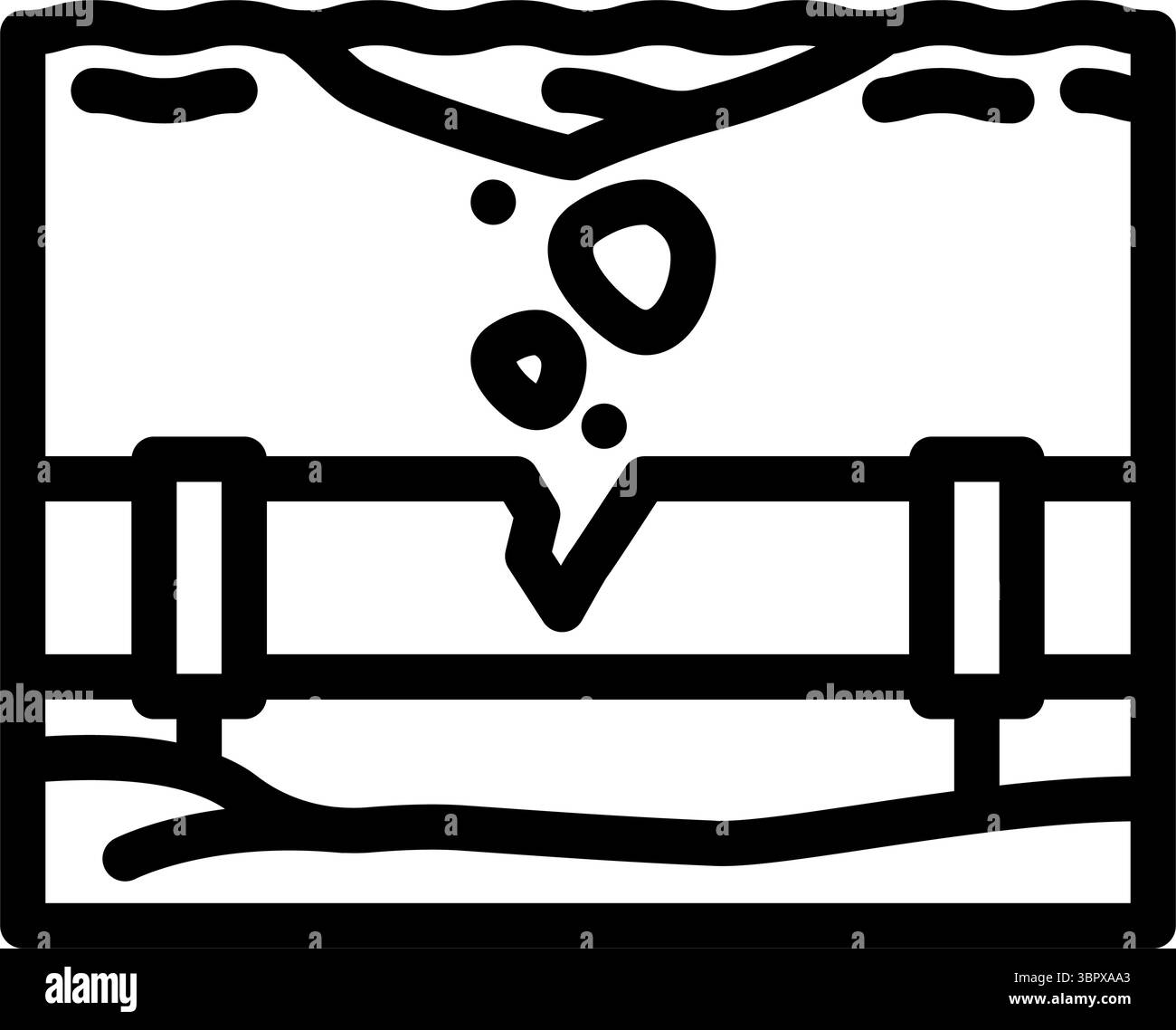 broken pipeline leaking oil ocean line icon vector illustration Stock ...