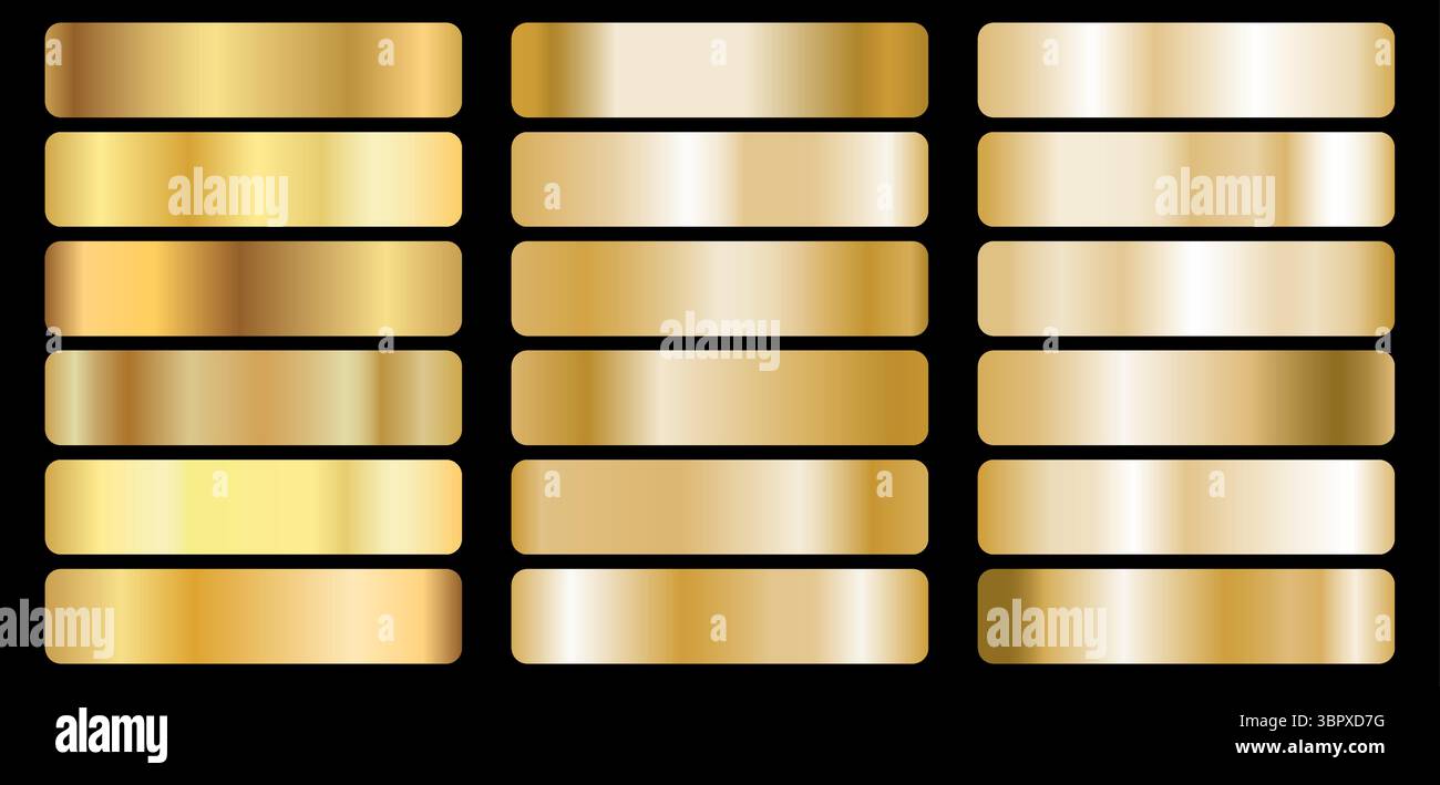 Set of realistic gold vector buttons and badges, ideal for UI design ...
