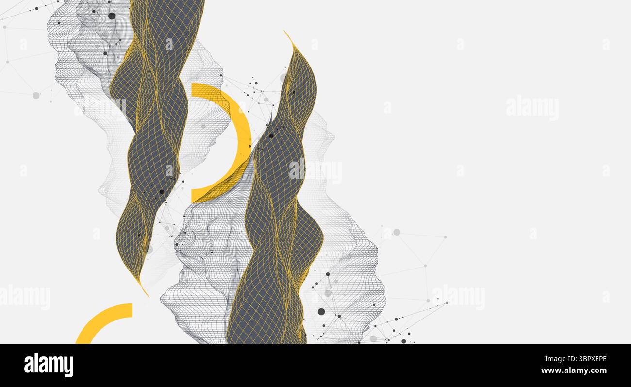The abstract wave is made in a frame style. Template for science and ...