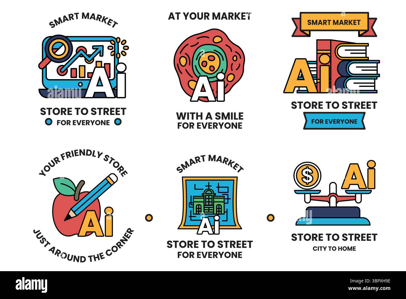 A Set of illustrations in the concept of Artificial Intelligence in ...