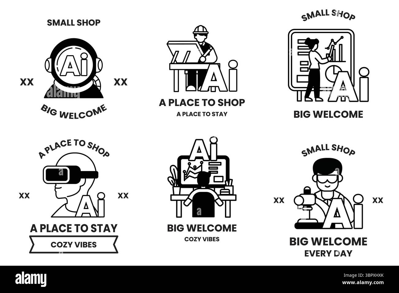 A Set of illustrations in the concept of Artificial Intelligence in ...