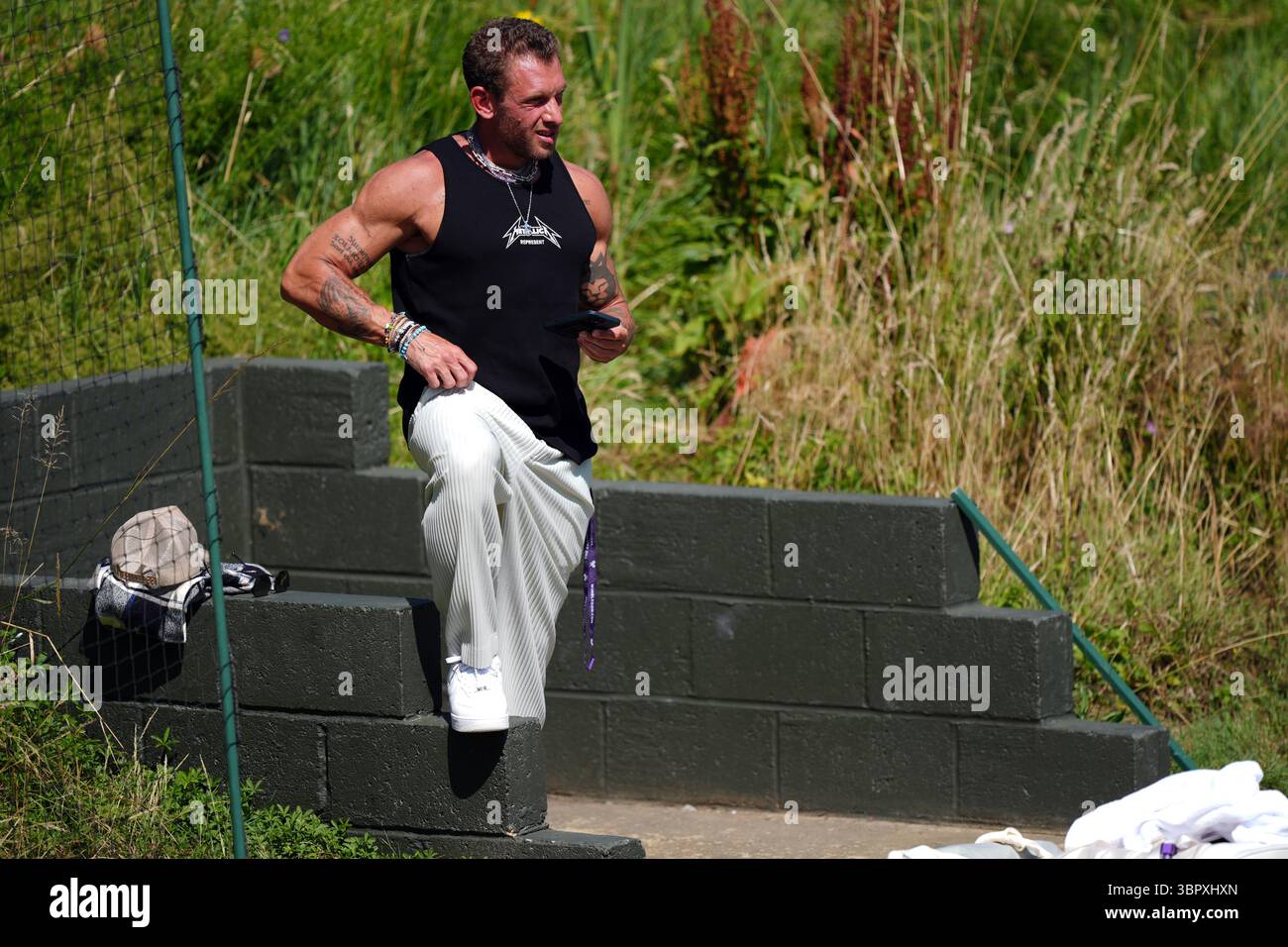 Georgios Frangulis, partner of Aryna Sabalenka, on day eleven of the ...