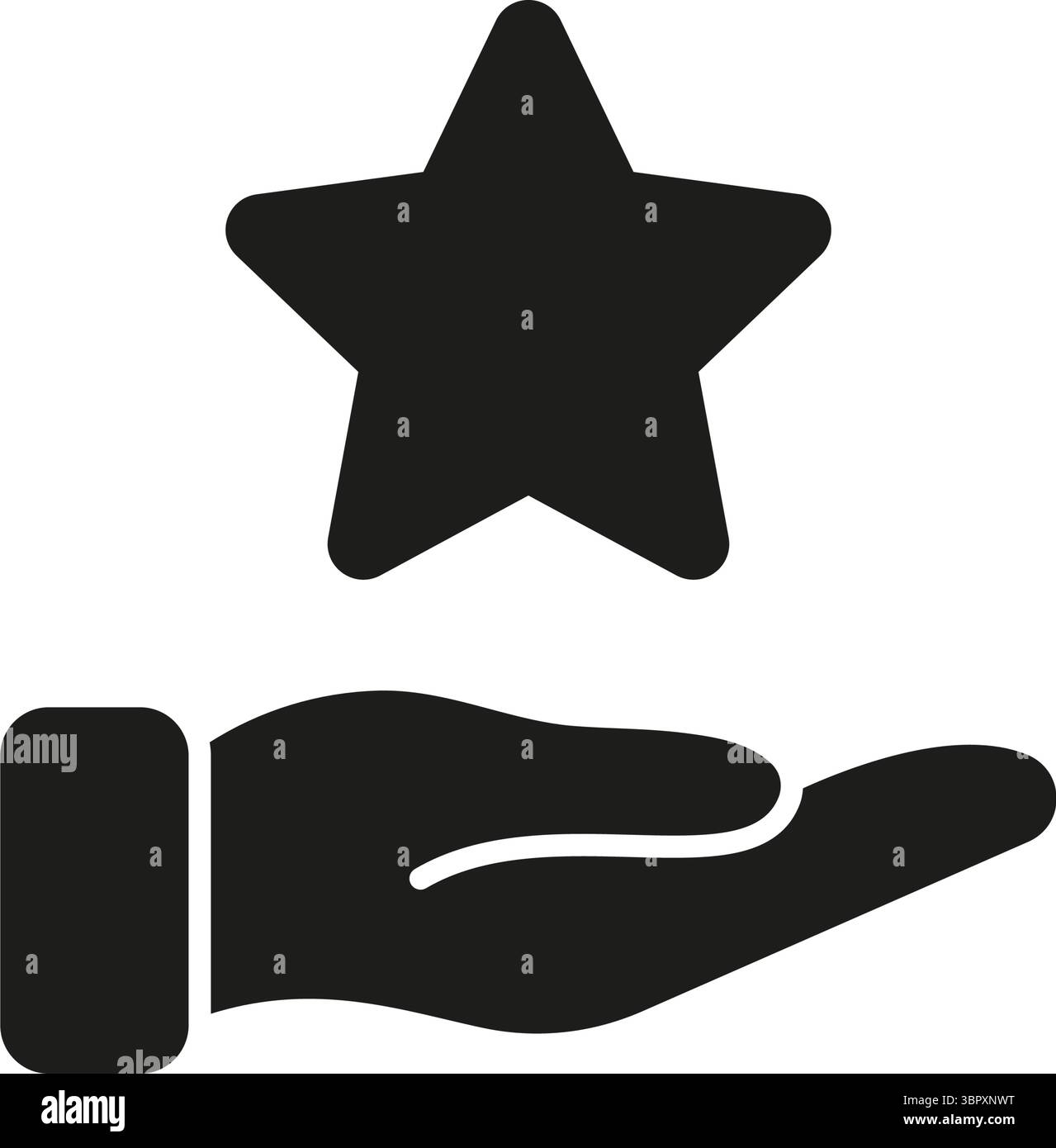 Hand With Star Solid Icon. Achieving Excellence, Quality Service, And ...