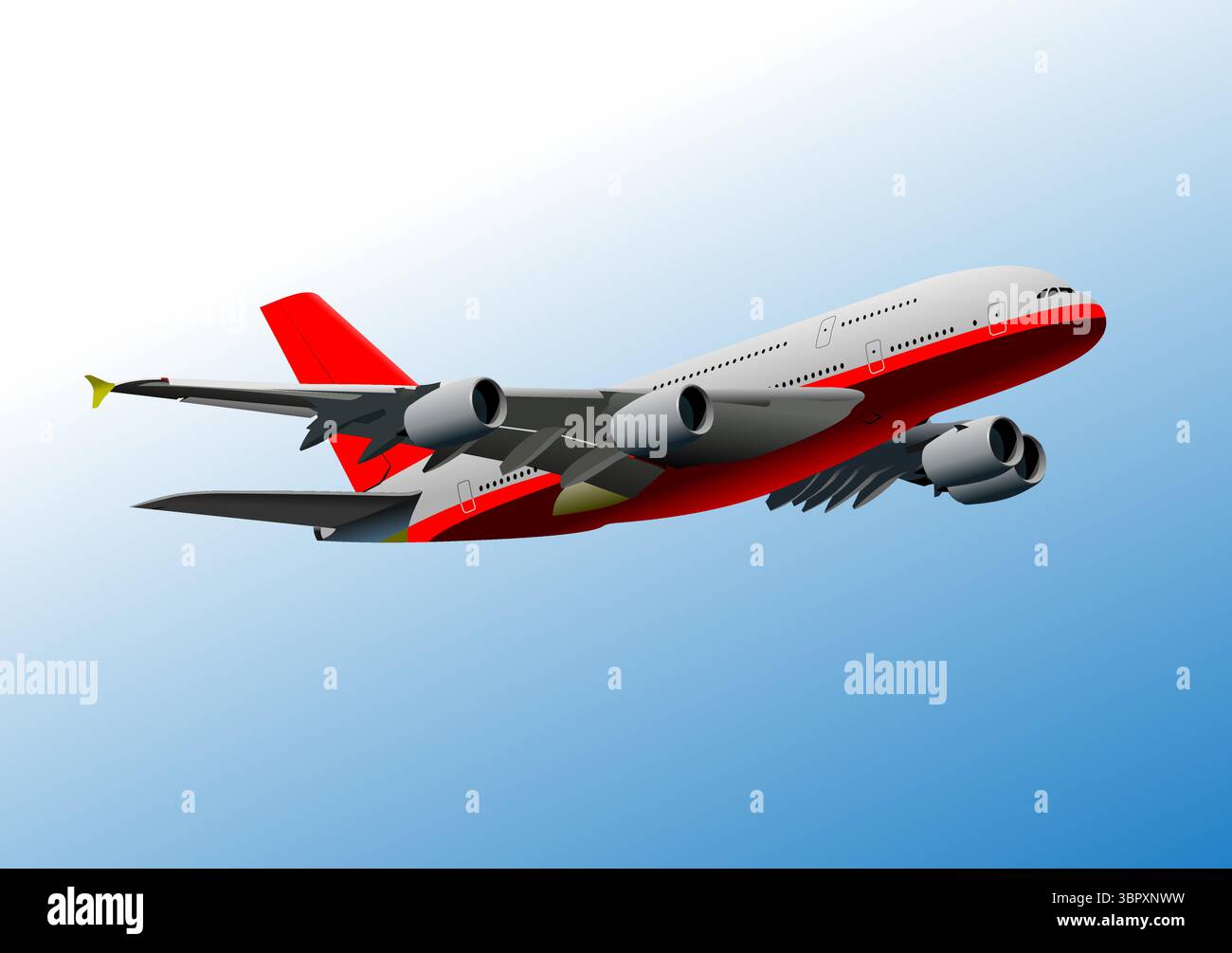 Airplane silhouettes. Take off. Vector Color 3d hand drawn illustration ...