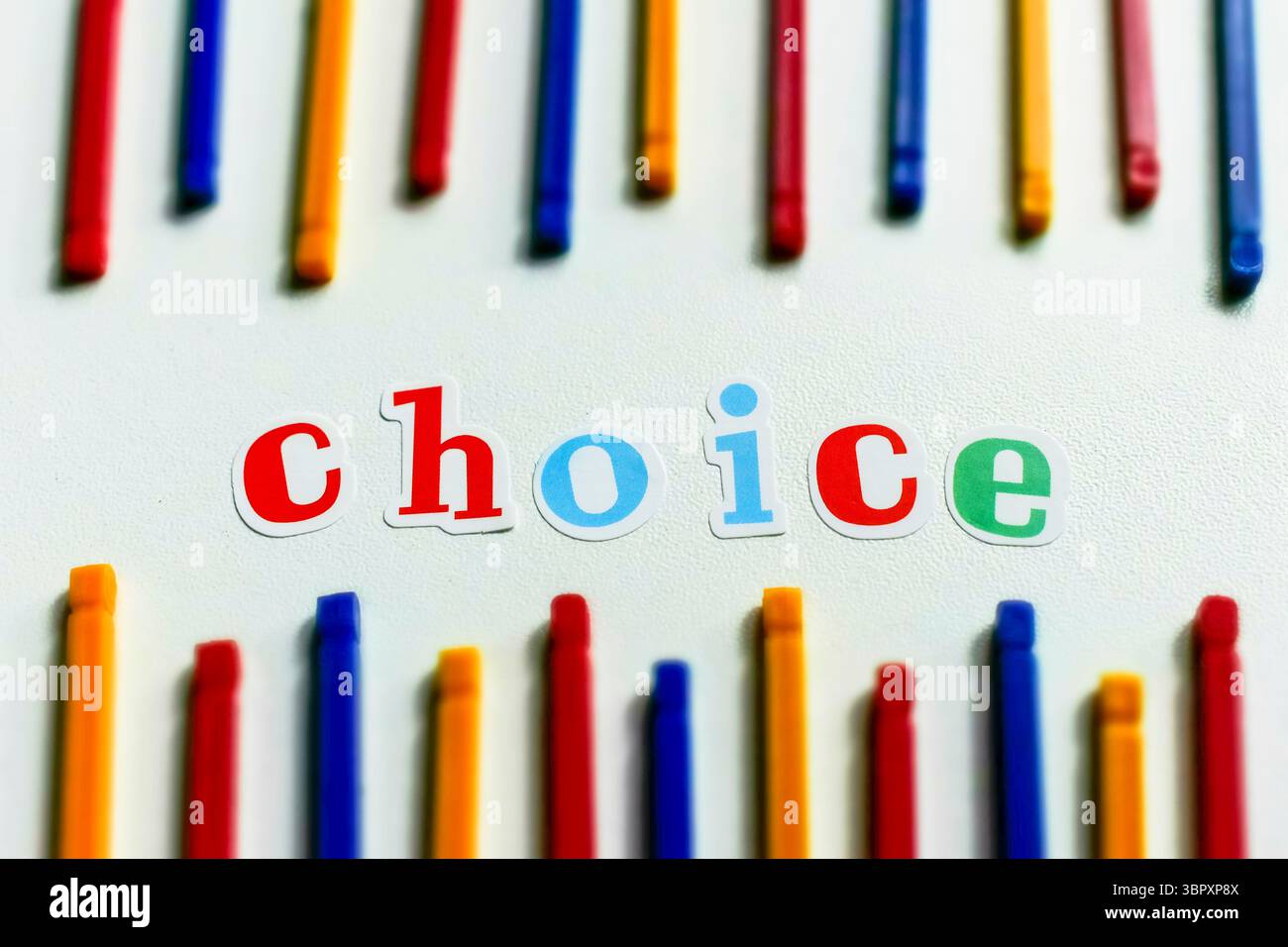 'CHOICE' word with colorful sticks, isolated on white background Stock ...