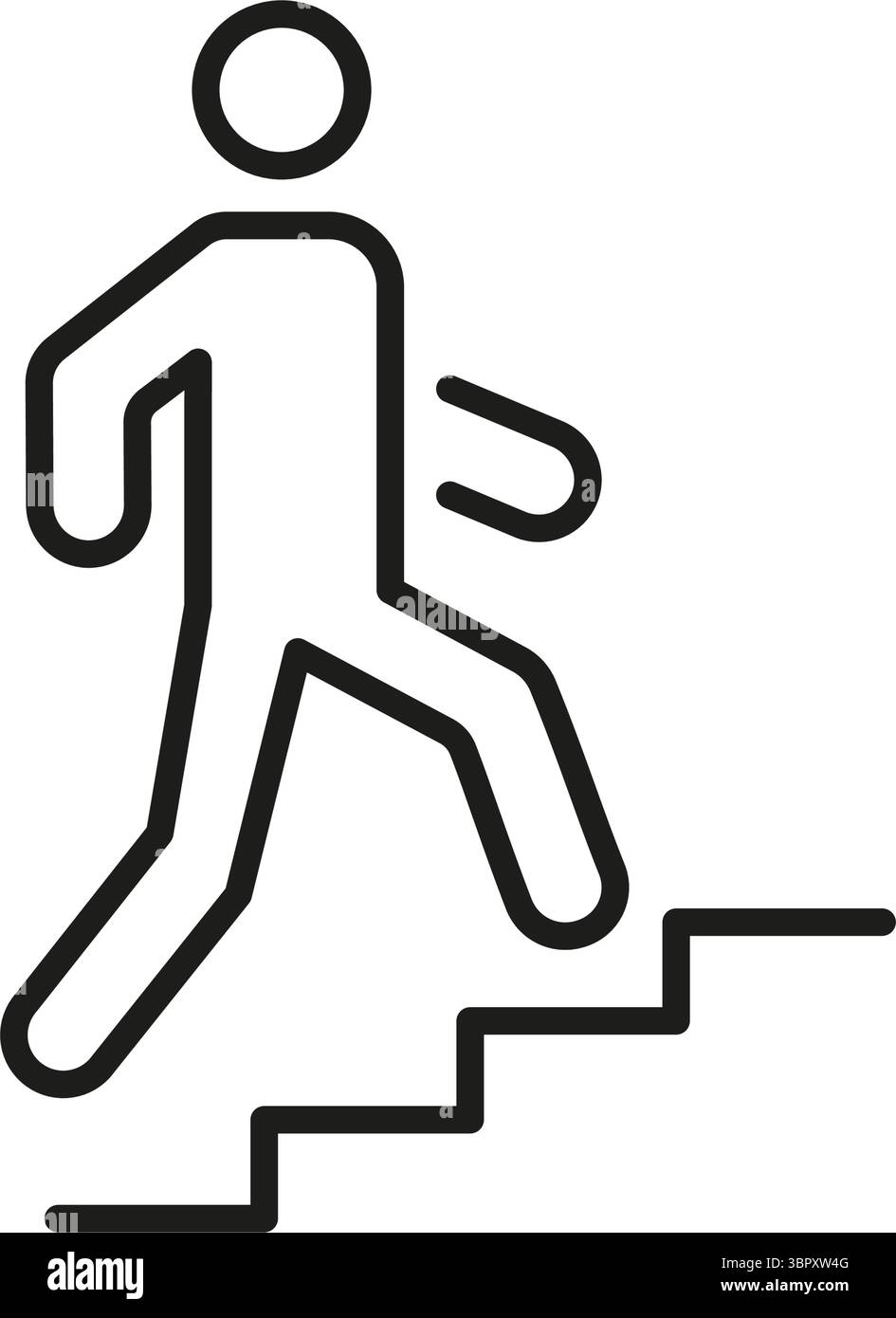 Person Climbing Stairs Line Icon. Progress, Achievement, And Goal ...