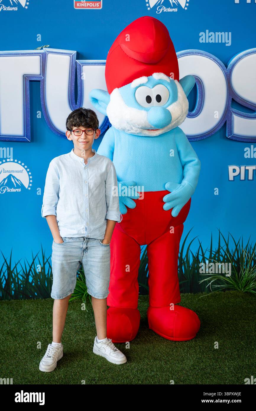 Hugo Simon attends to 'Pitufos' Premiere at Kinepolis on July 9, 2025 in Madrid, Spain. (Credit ...
