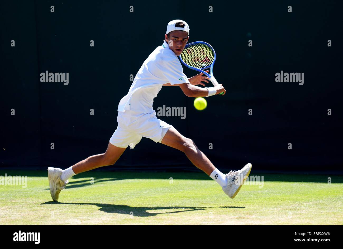 Myles Kiely during his Boys' 14 and Under Singles match against Fu Wang ...