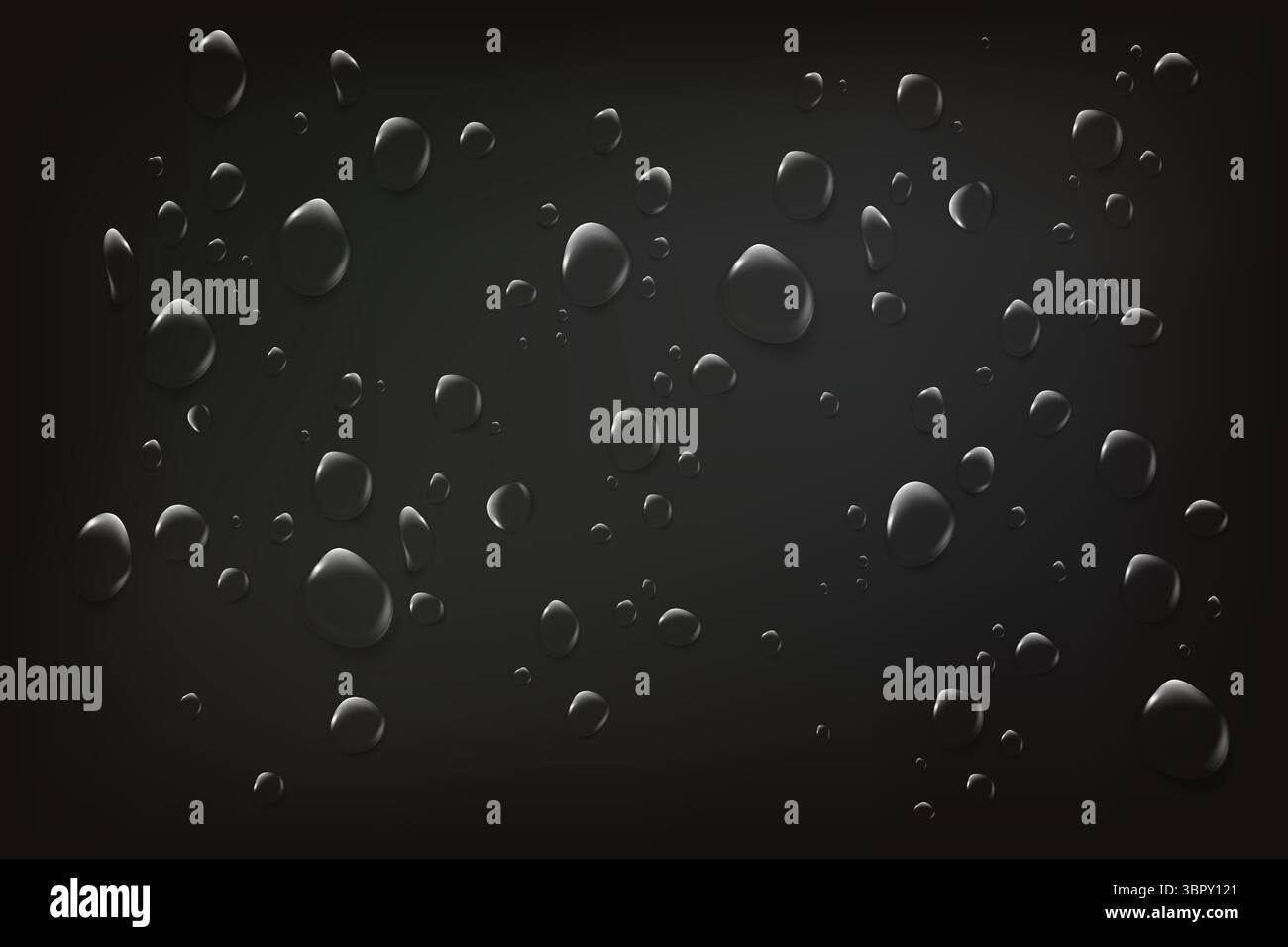 Realistic water drops on black surface. Shiny wet texture ideal for ...