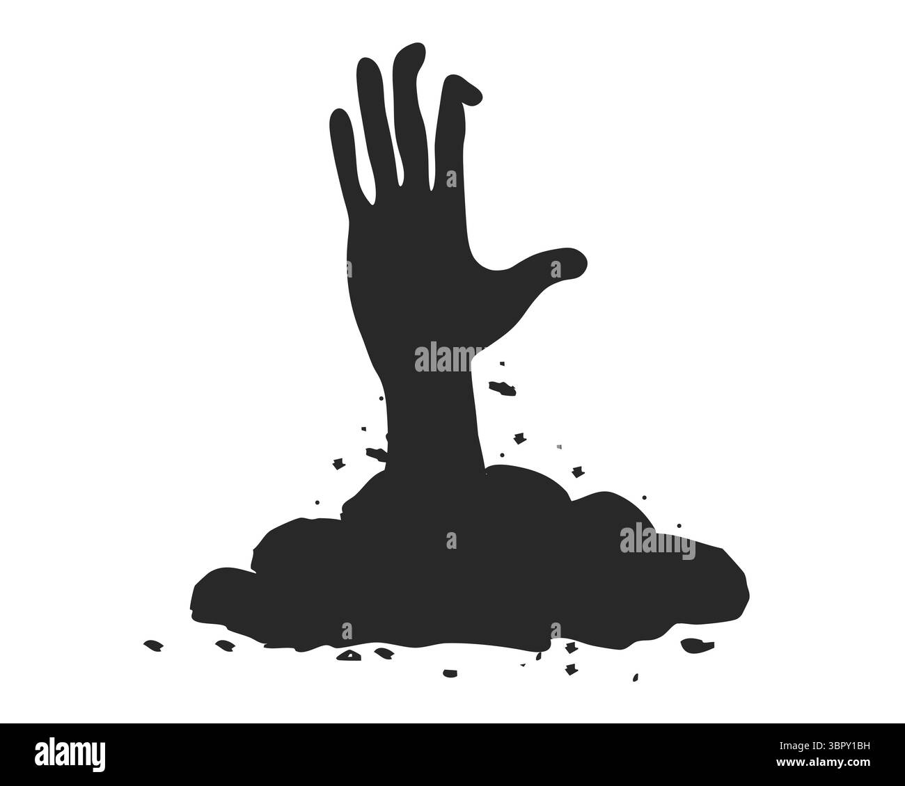 Halloween clipart with black silhouette of a hand rising from the ...