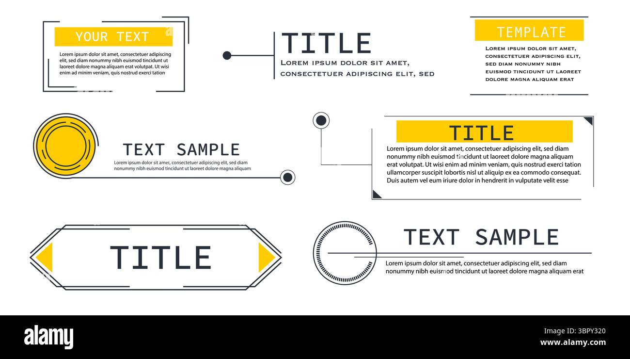 Text box frame, title callout tech hud border menu, modern line ...