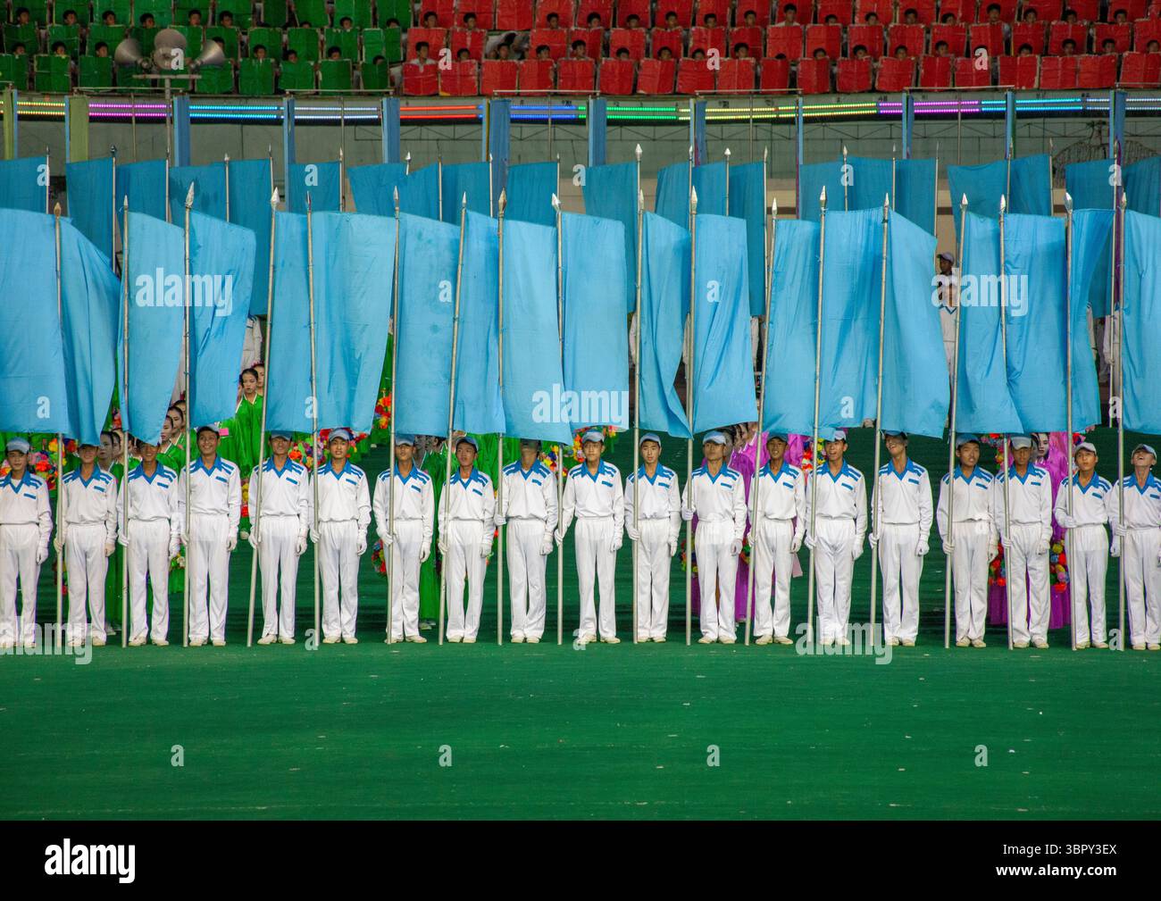 Children used to make human pixels by holding up boards during Arirang ...