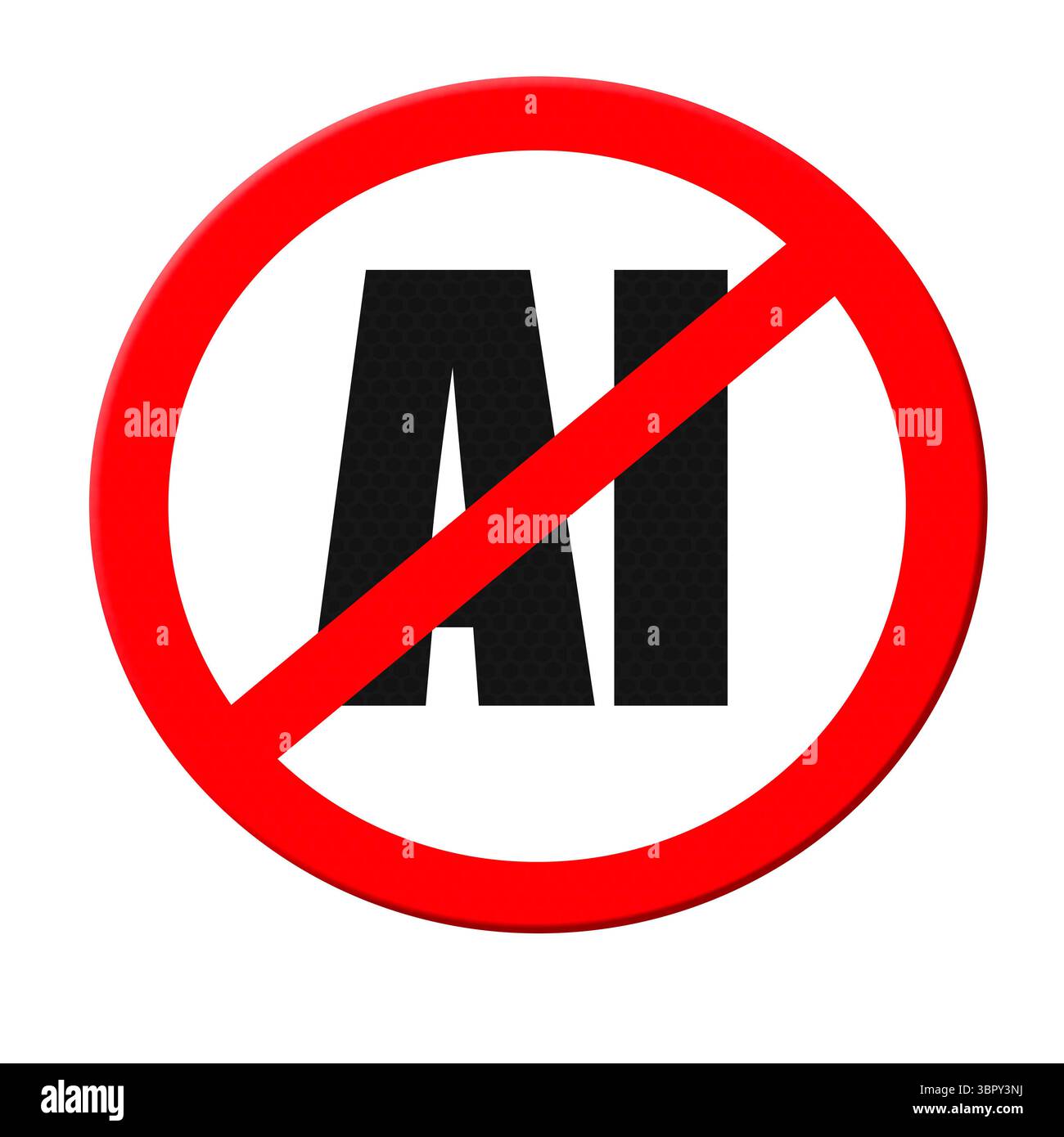 Digital composite. Warning sign with the letters AI - Artificial ...