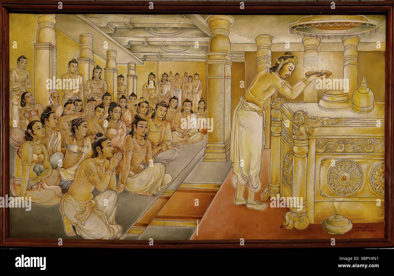 Temple of the sacred Tooth Relic or Sri Dalada Maligawa, Painted panel ...