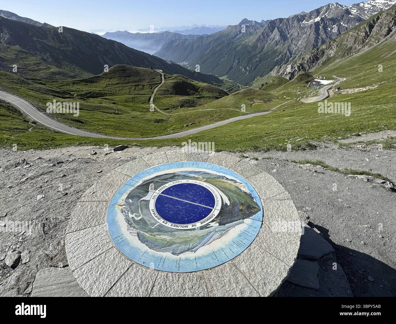 In front orientation board at viewpoint on third highest asphalted pass ...