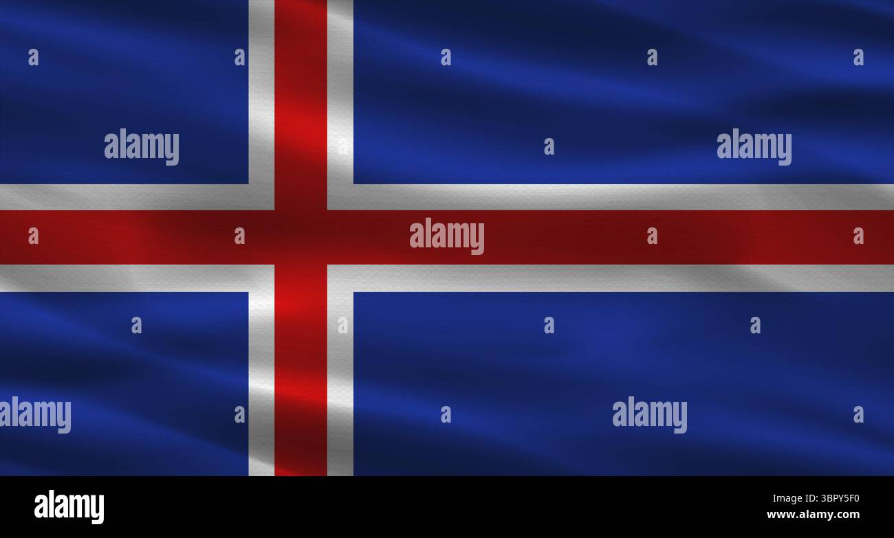 Iceland flag with fabric texture. Realistic flag of Iceland waving ...