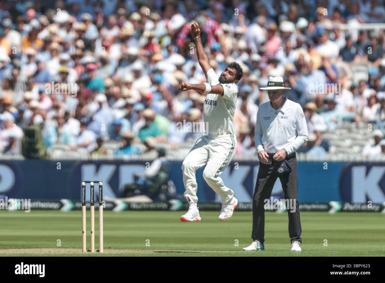 Jasprit Bumrah of India delivers the ball during the 3rd Rothesay Test ...