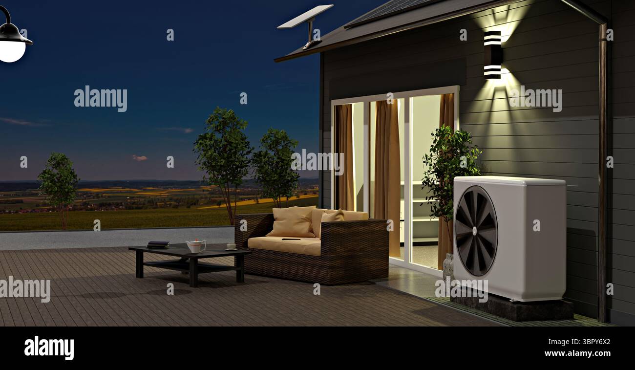 A modern heat pump heating system and solar-energy system for private ...