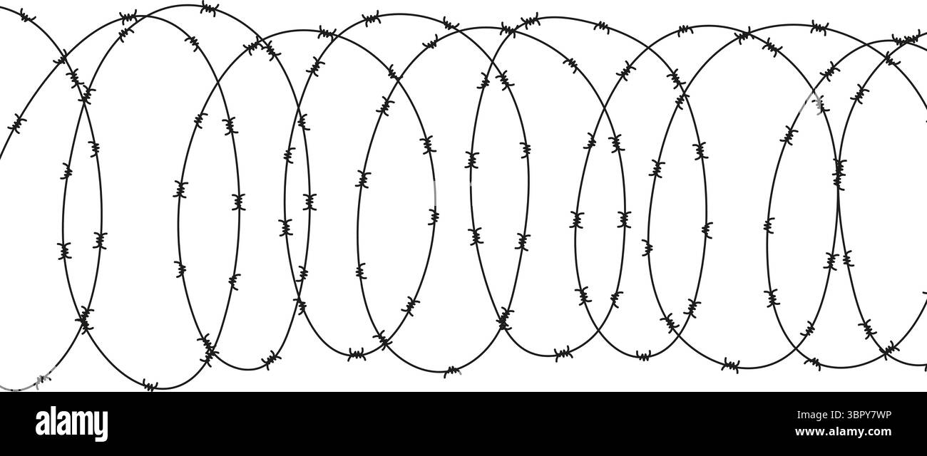 Barbed wire vector border. Metal barb fence silhouette in minimal style ...