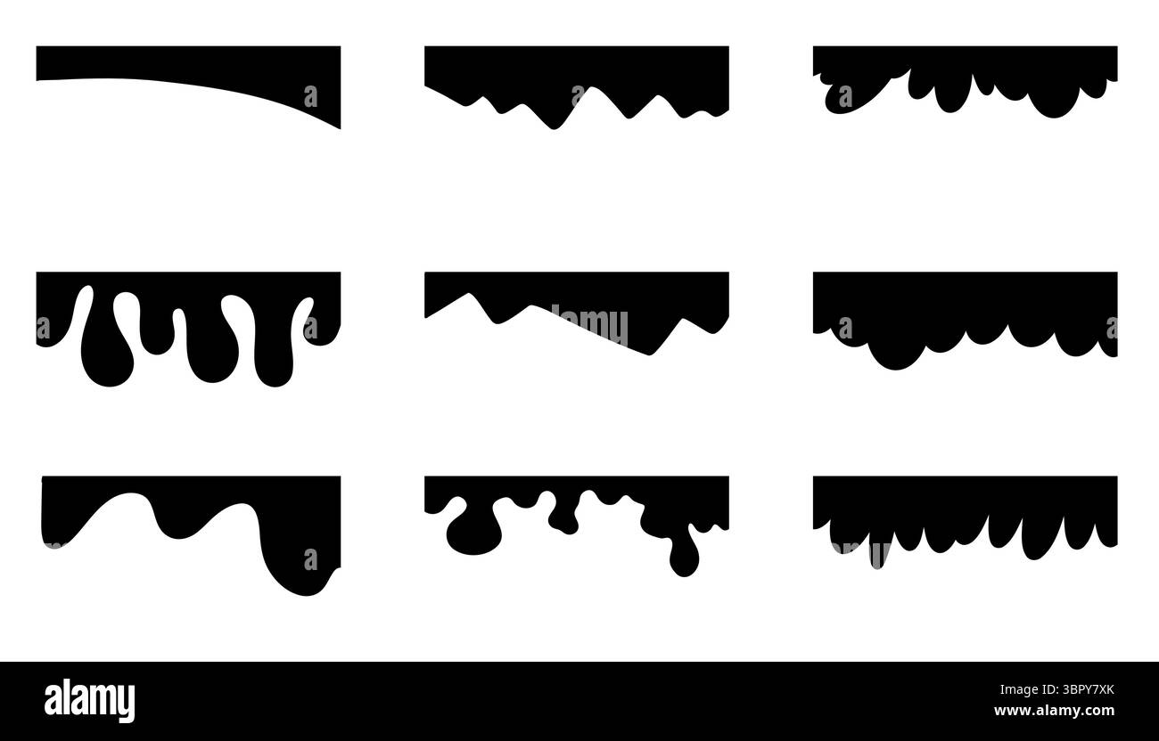 Set of abstract black header and border separators for websites and ...