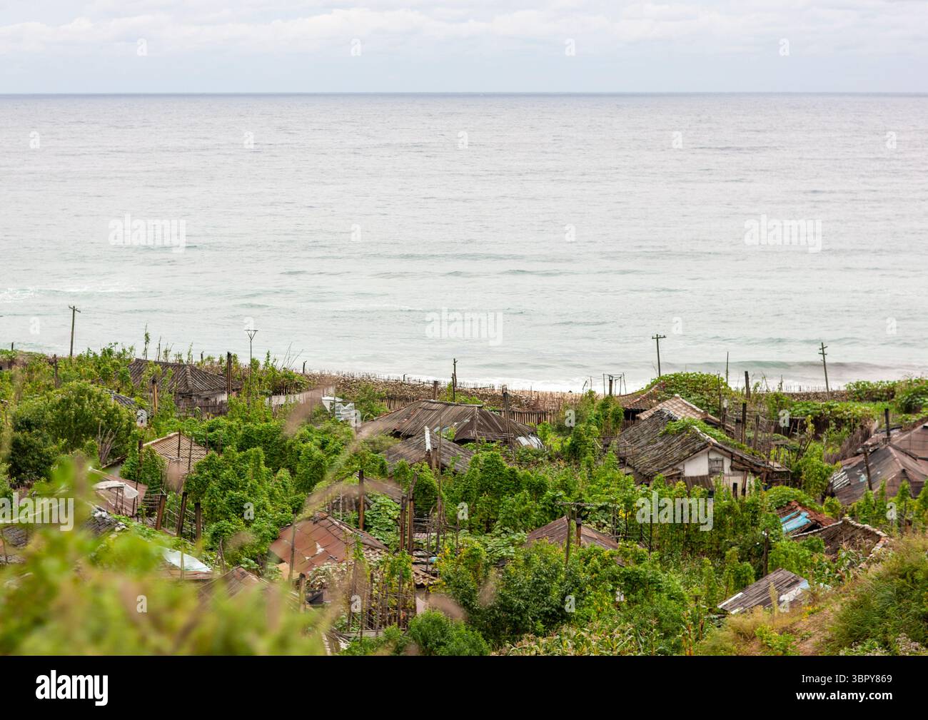 Overview of village near the sea, North Hamgyong, Jung Pyong Ri, North ...