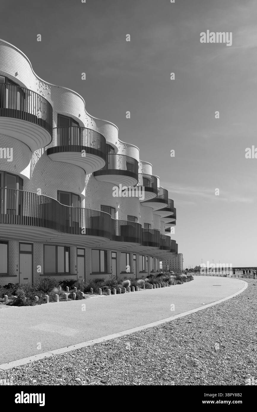 The Shoreline housing development on Folkestone beach, Folkestone, Kent ...