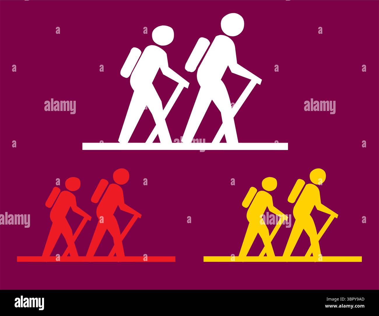 Hiking stick figure line hi-res stock photography and images - Alamy