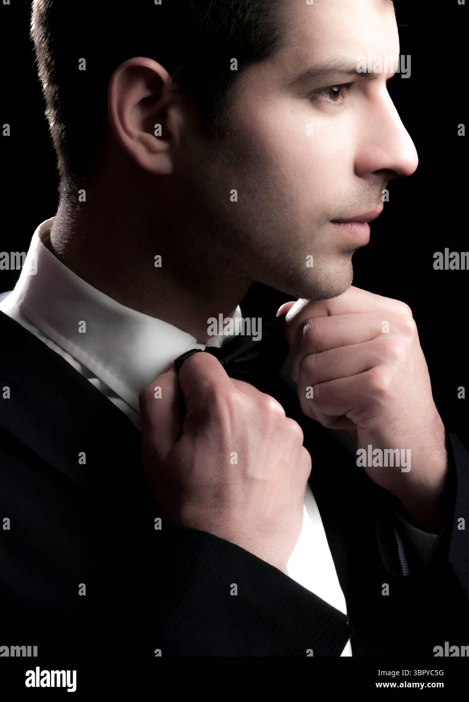 Elegant groom adjusting luxury hi-res stock photography and images - Alamy