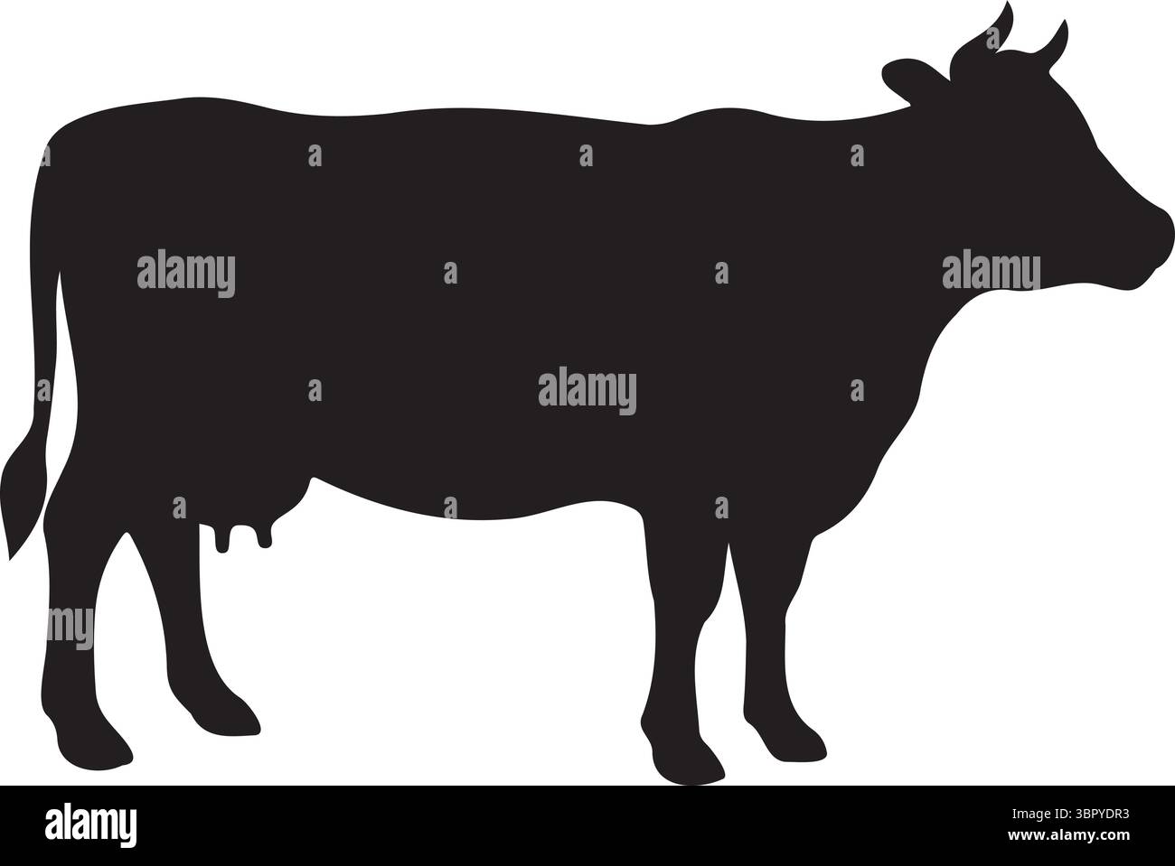 Black Cow Icon Vector - Simple Farm Animal Silhouette for Logos or ...